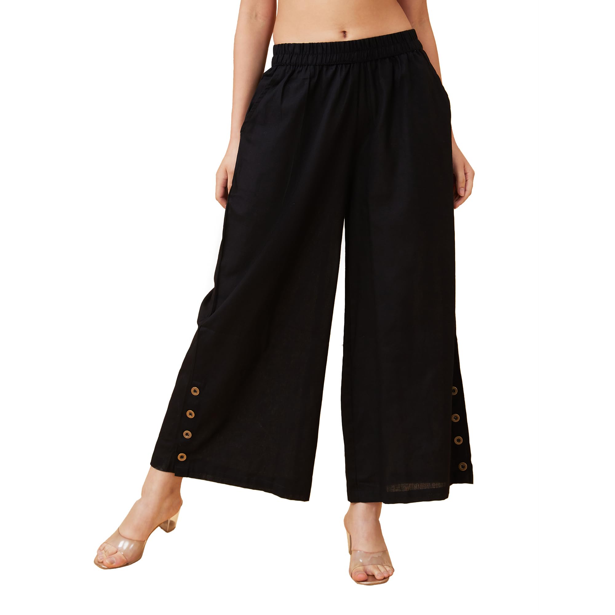 Globus Women Buttons Detail Wide Leg Ethnic Palazzos - Walmart.com