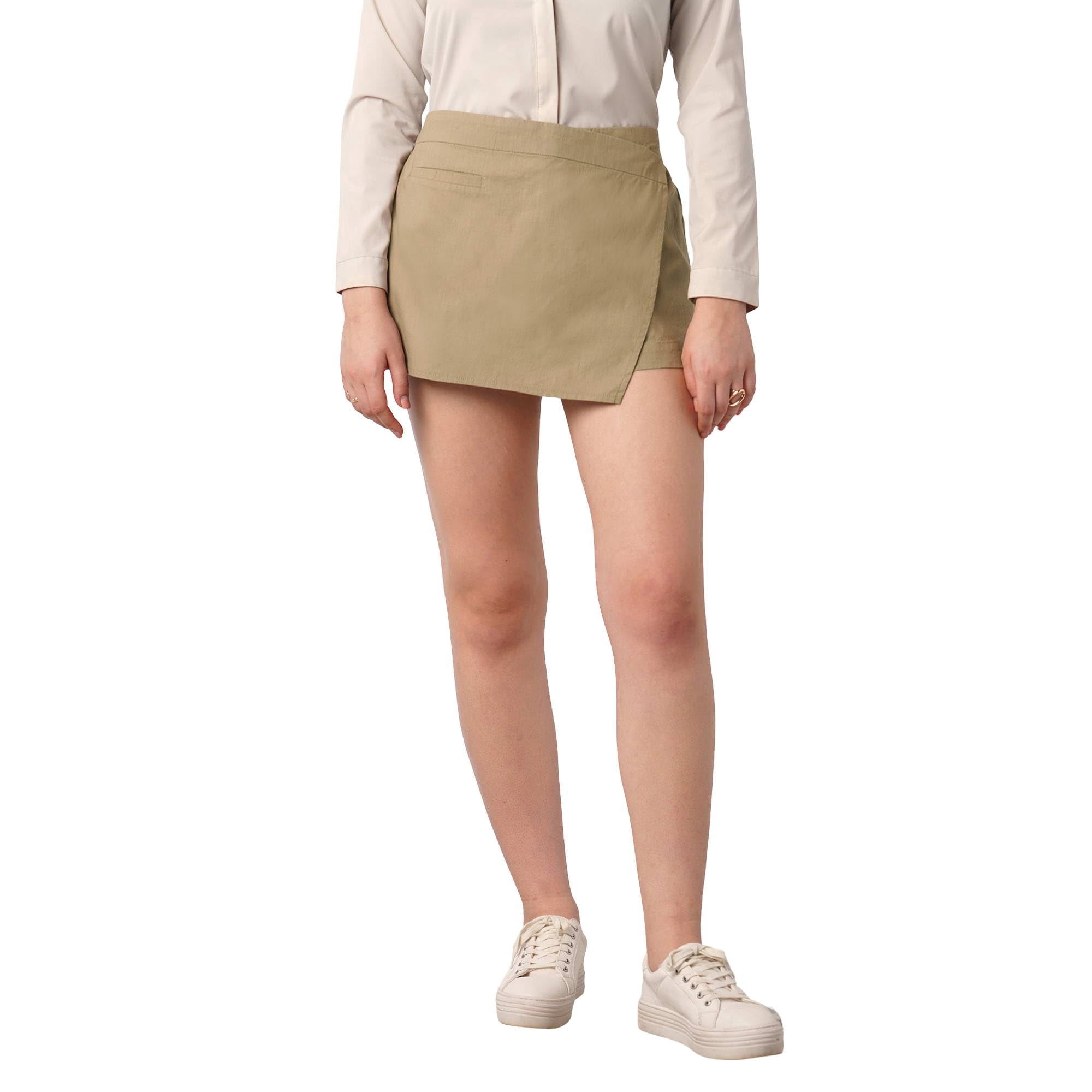 Globus Women Cocoa Mid-Rise Front Pocket Detail Mini Skort - Walmart.com