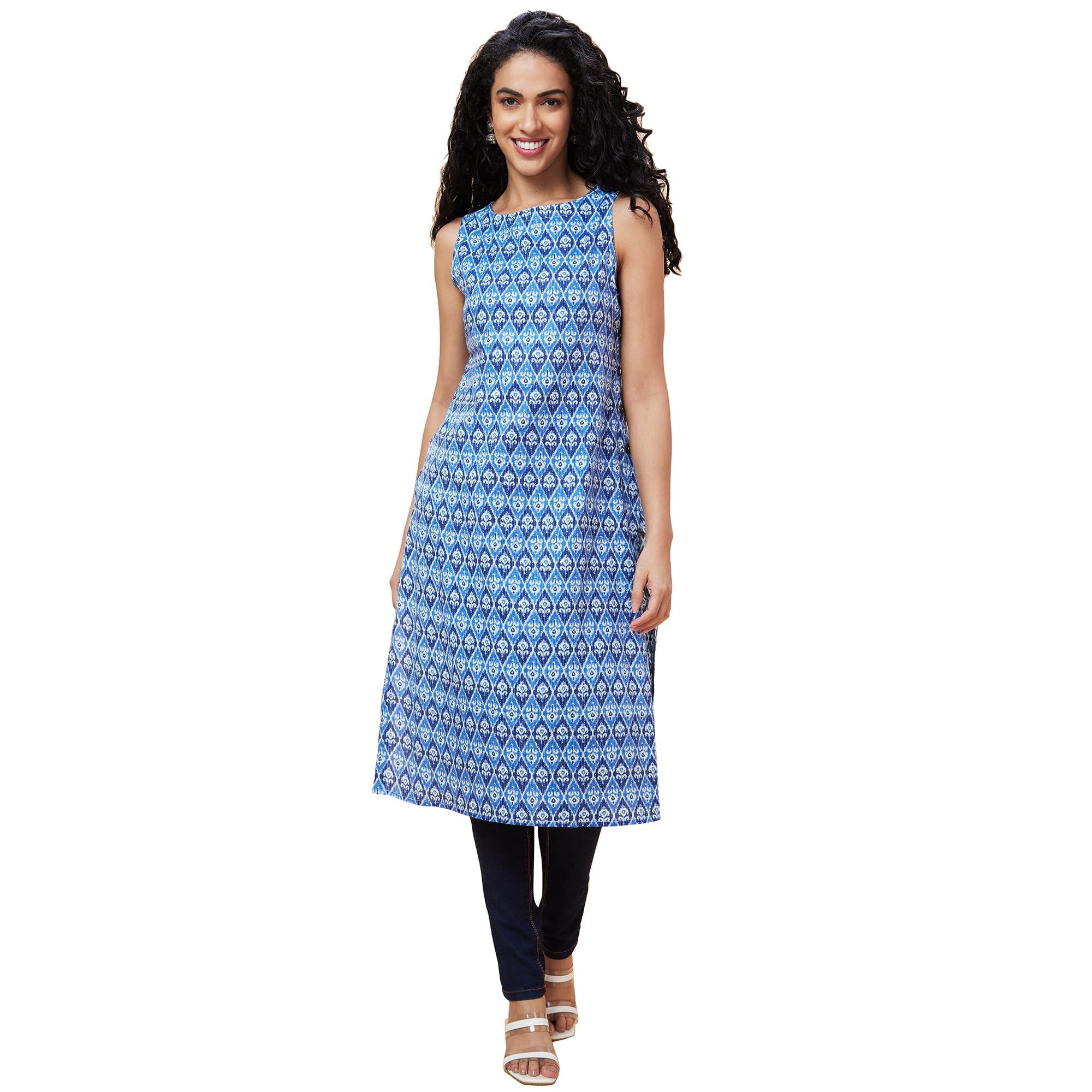 Globus Women Ethnic Motif Printed Cotton Kurta - Walmart.com