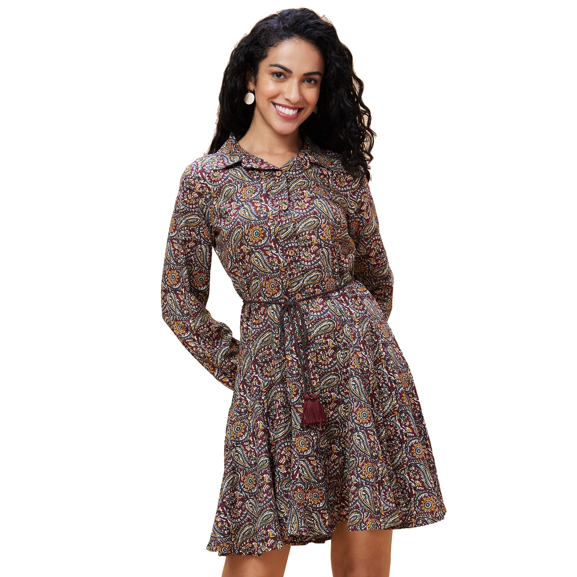 Globus Women Ethnic Motifs Printed Pure Cotton Shirt Dress - Walmart.com