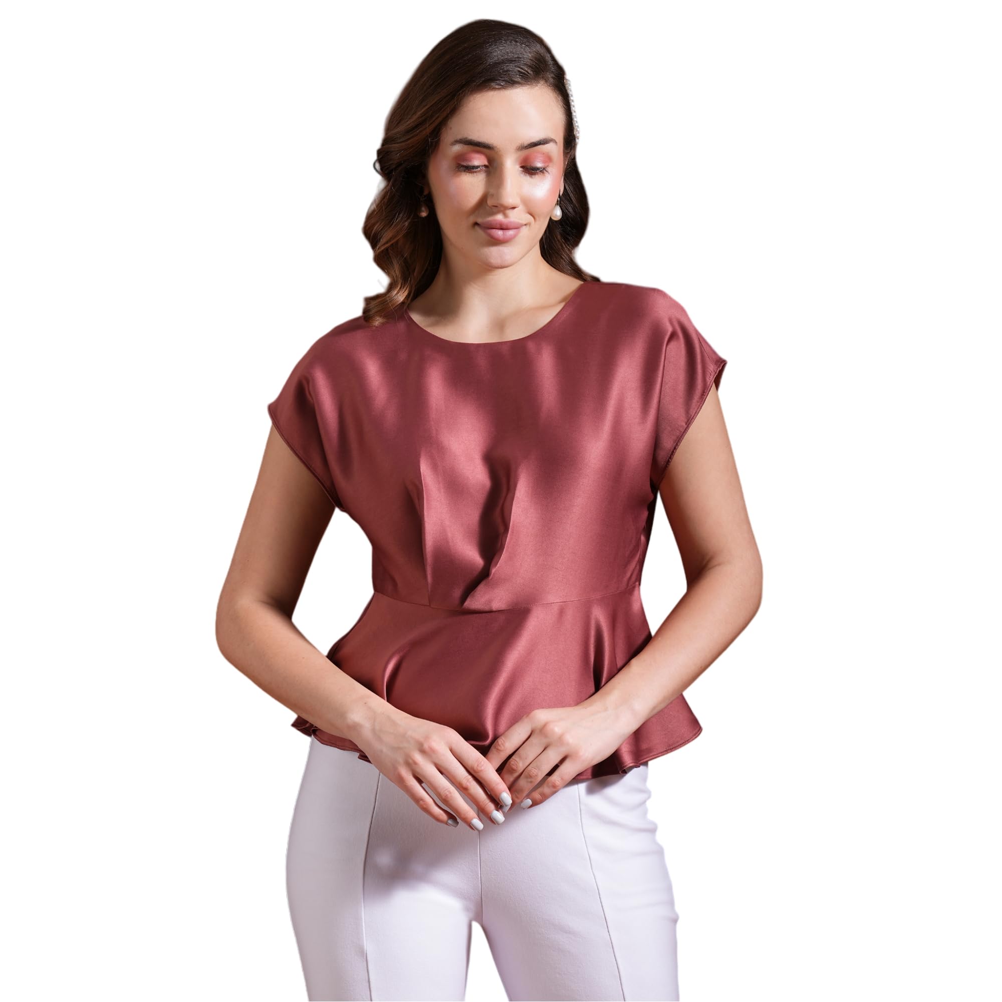 Globus Women Extended Sleeves Satin Peplum Top - Walmart.com