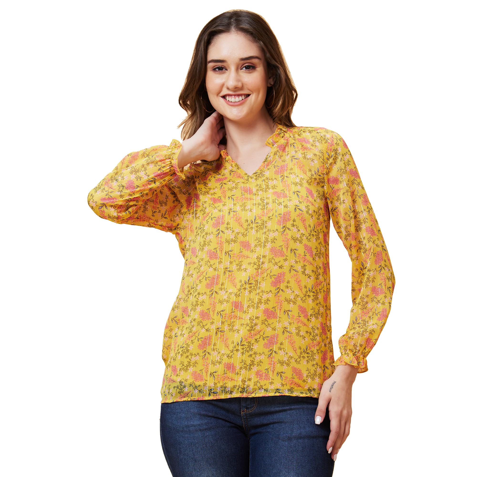 Globus Women Floral Print Georgette Top - Walmart.com