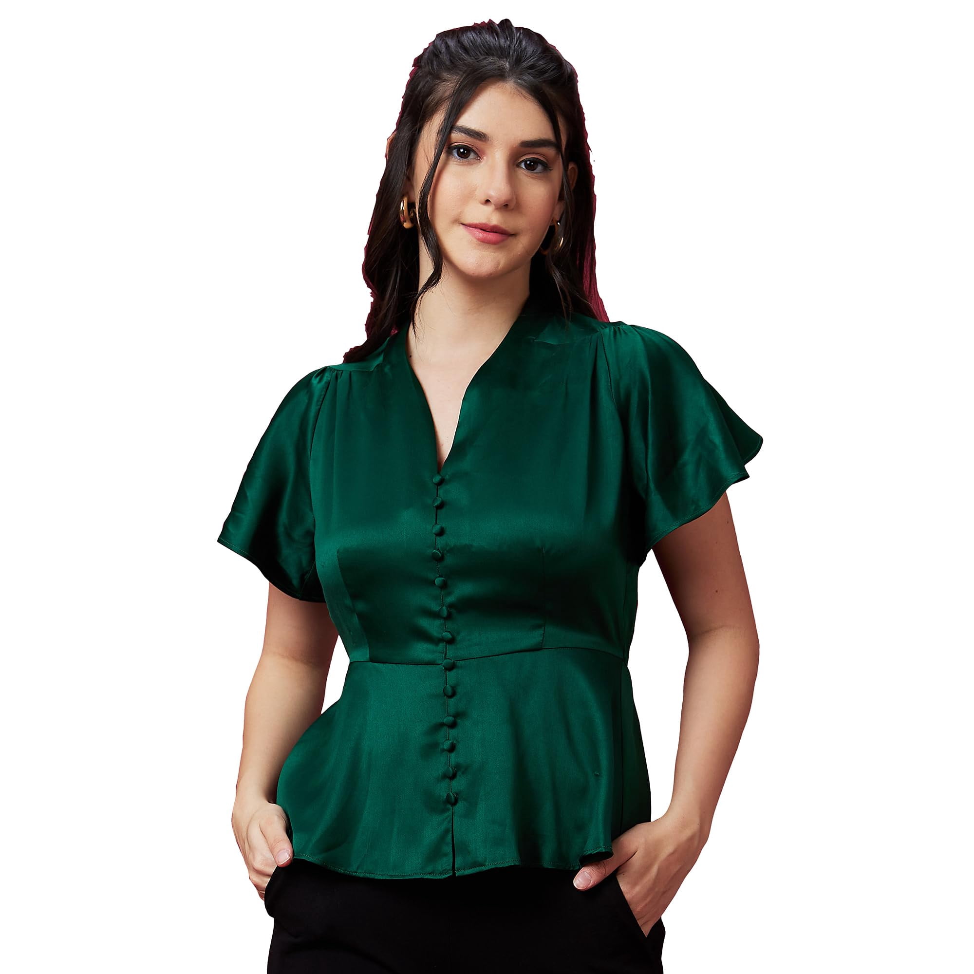 Globus Women Flutter Sleeve Peplum Party Top - Walmart.com