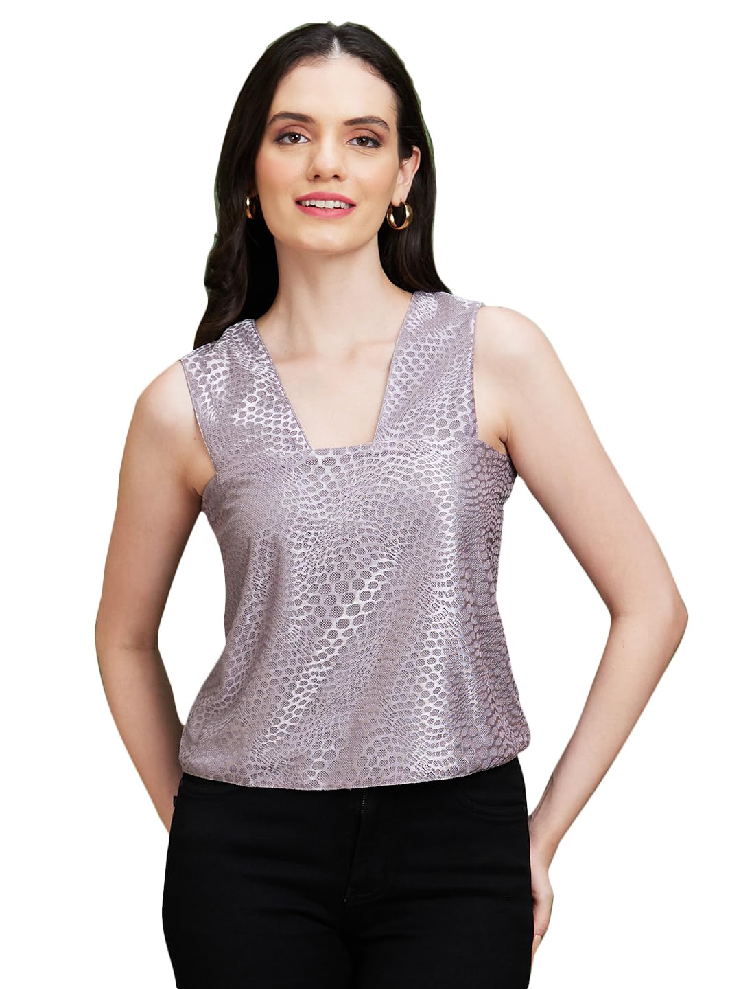 Globus Women Grey Self Design Square Neck Knitted Top - Walmart.com