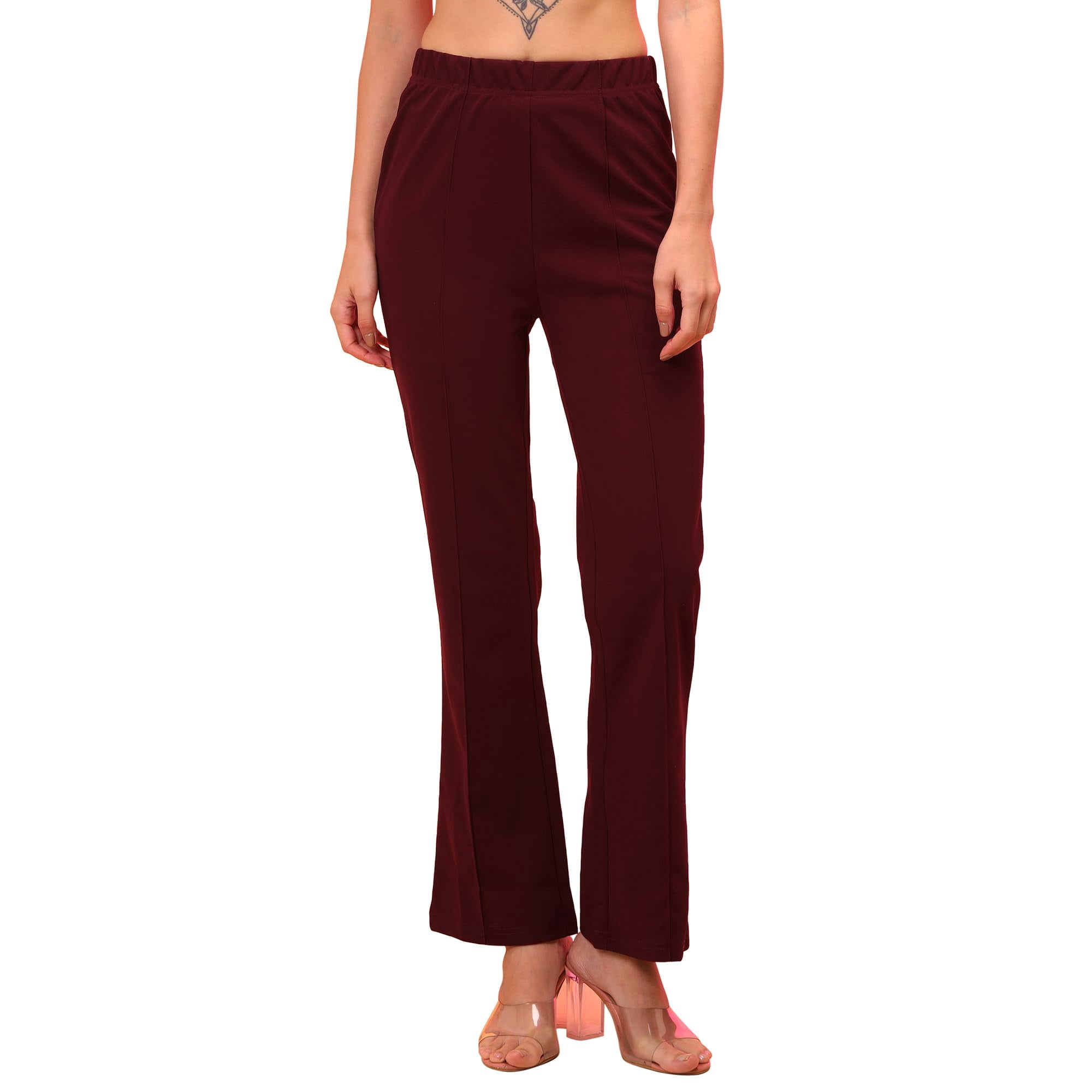 Globus Women High-Rise Easy Wash Pleated Bootcut Trousers - Walmart.com