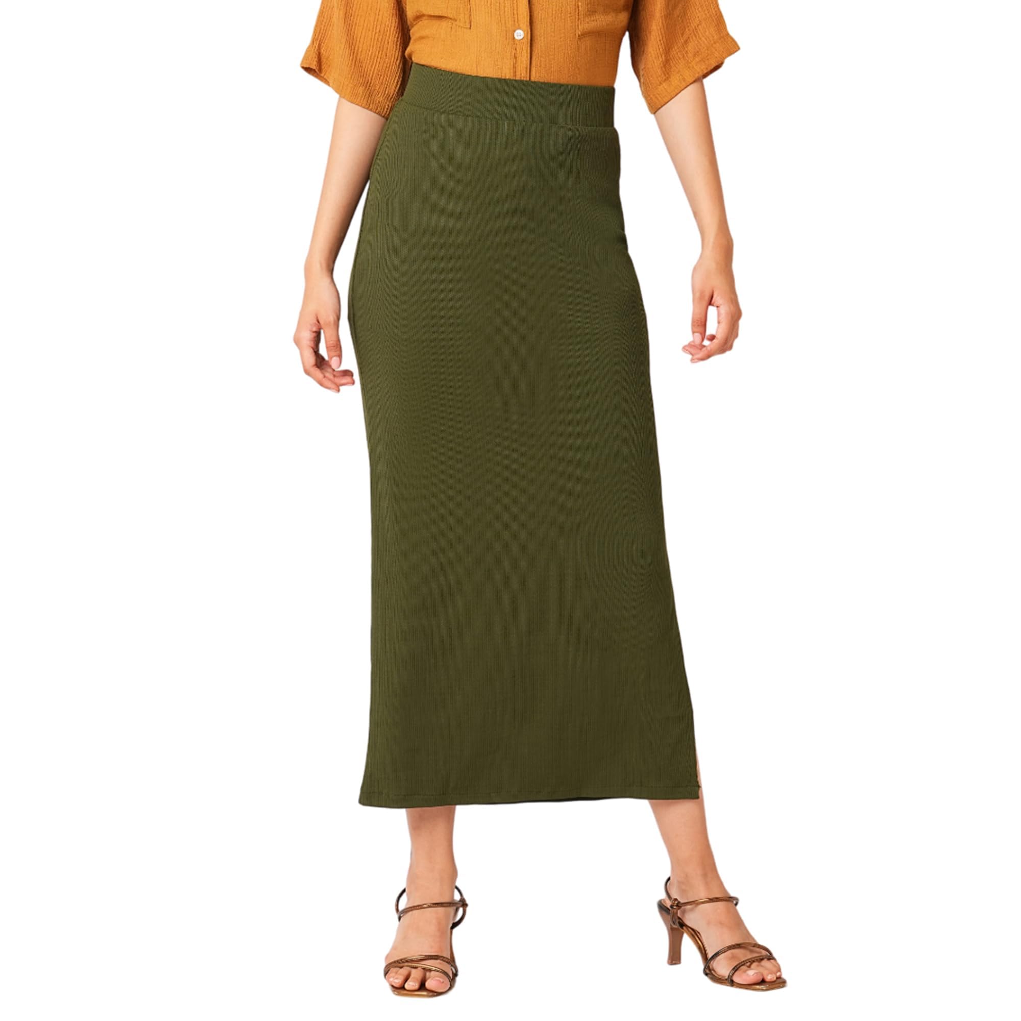 Globus Women High-Rise Self Design Straight Pencil Maxi Skirt - Walmart.com