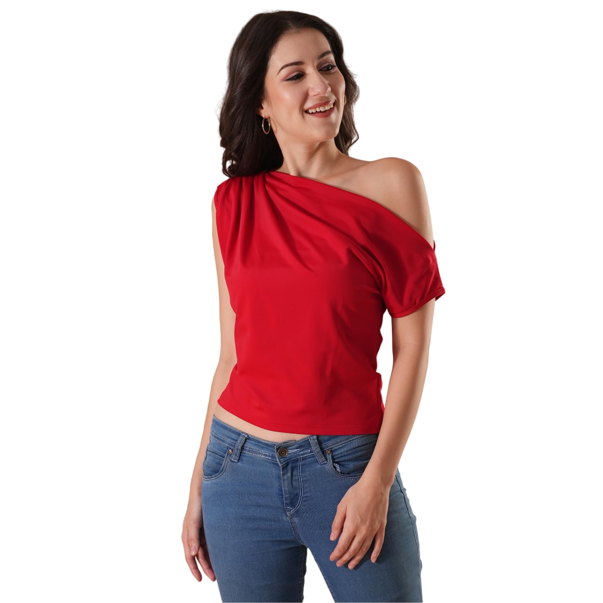 Globus Women One Shoulder Extended Sleeves Top - Walmart.com