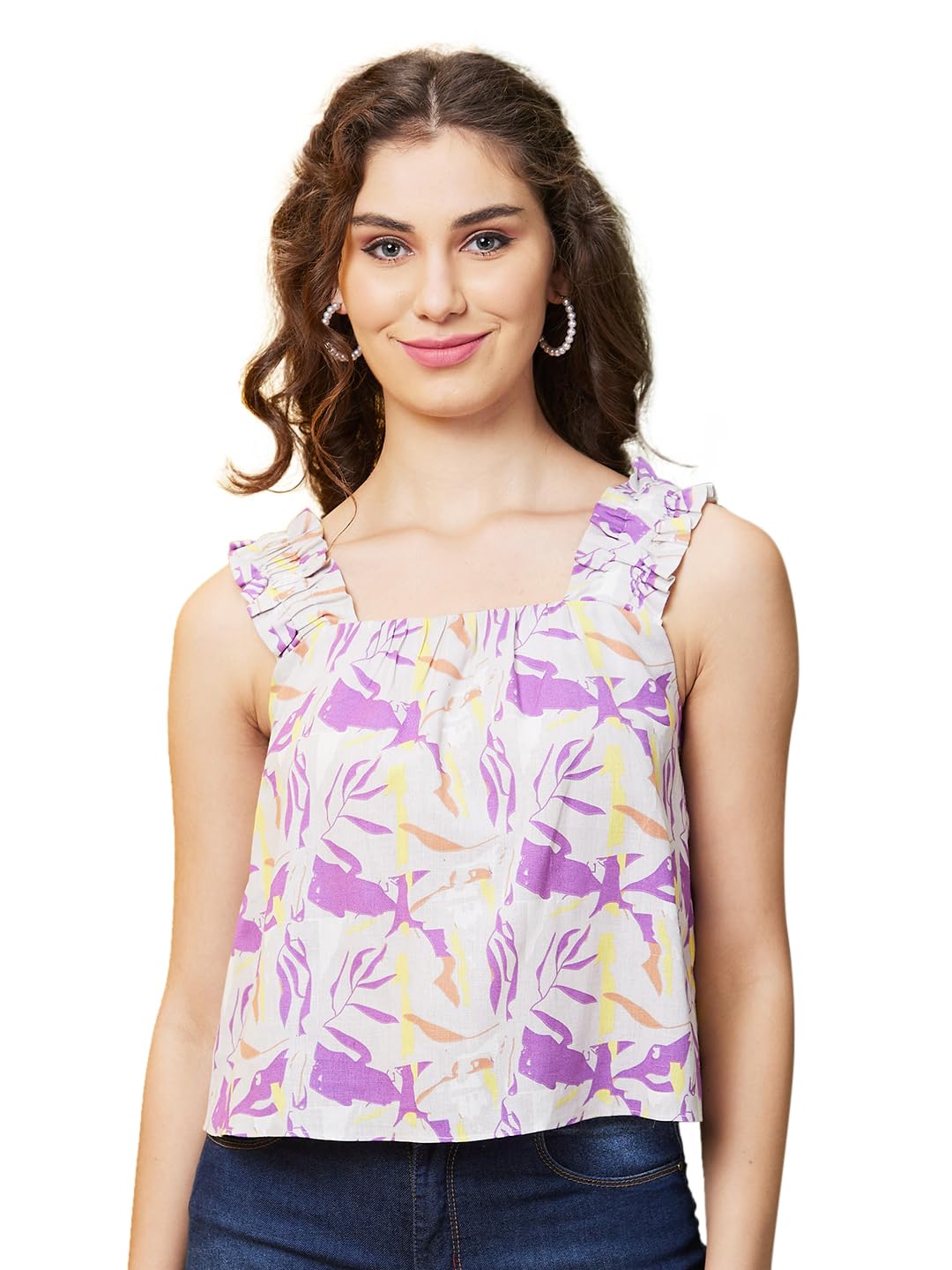 Globus Women Print Cotton Square Neck Top - Walmart.com