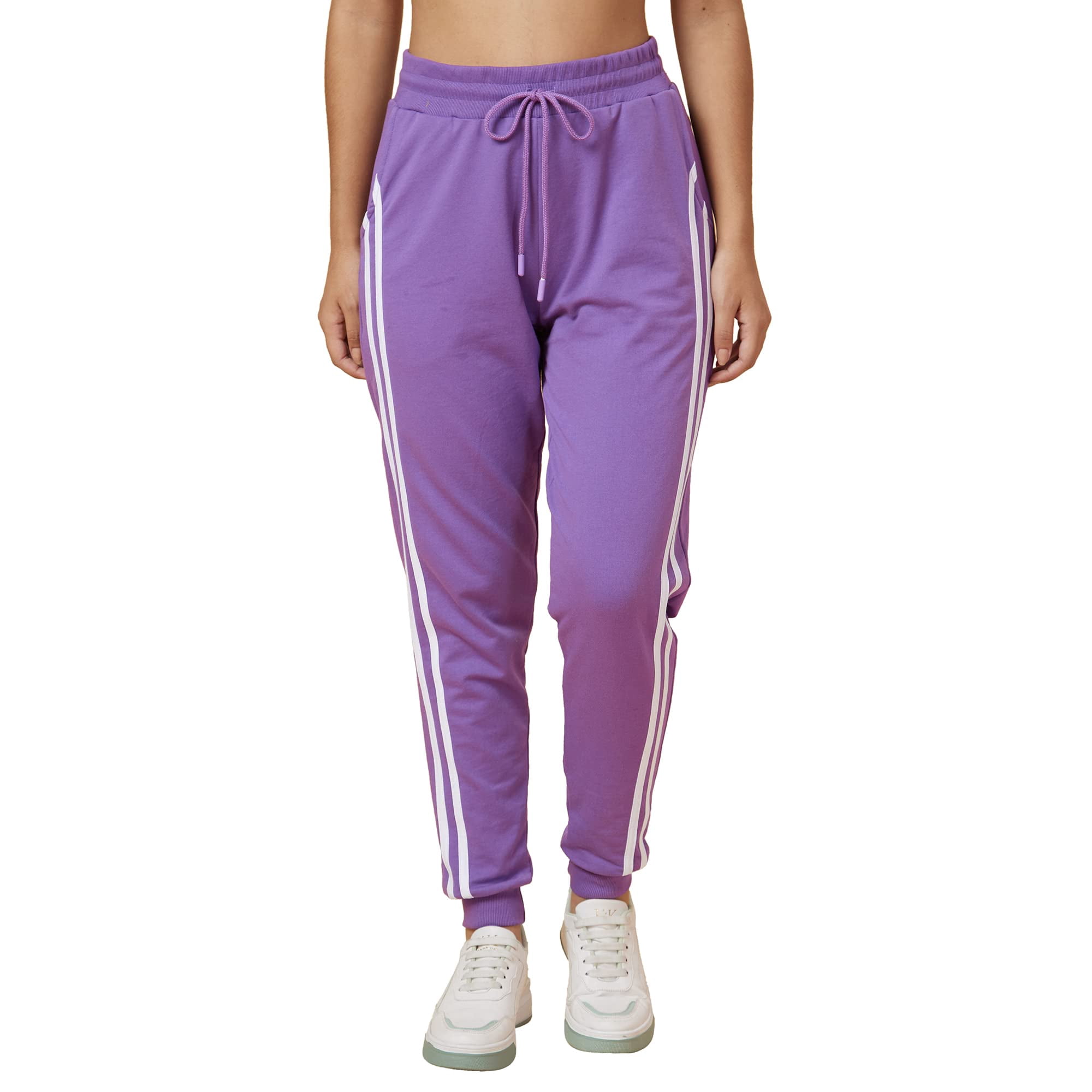 Globus Women Purple High-Rise Side Stripes Joggers - Walmart.com