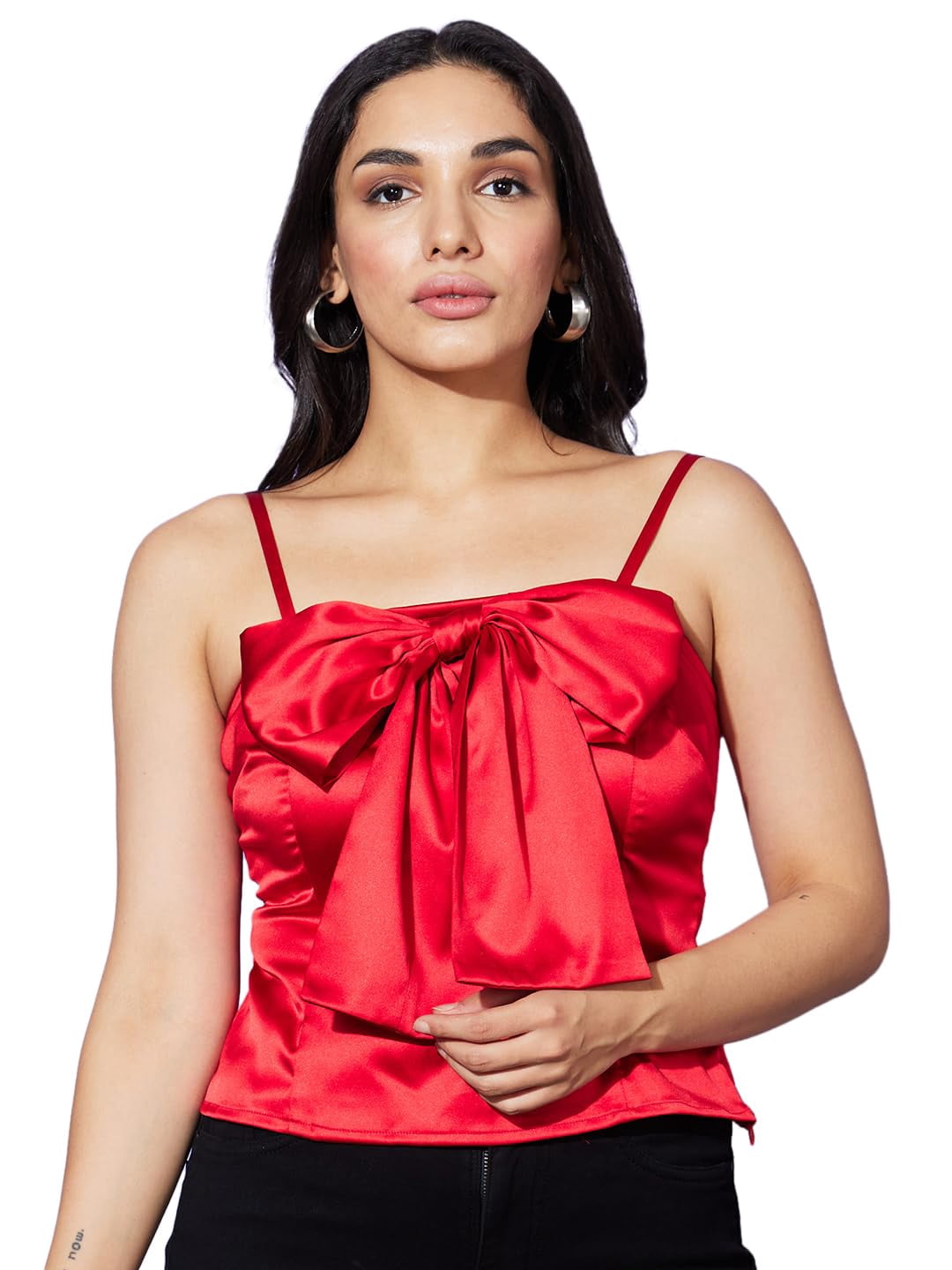 Globus Women Red Shoulder Straps Satin Top - Walmart.com