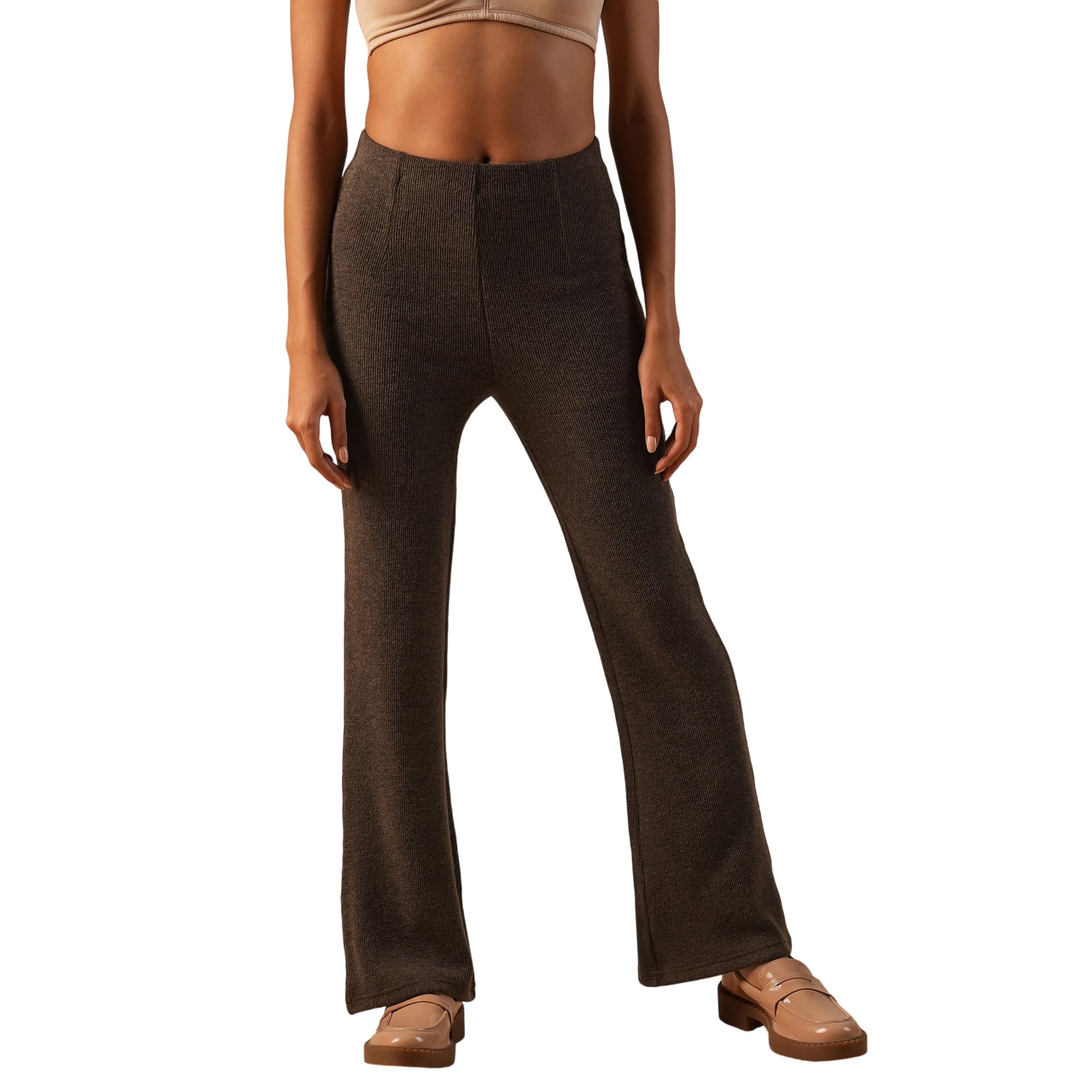 Globus Women Self Design High-Rise Flared Party Treggings - Walmart.com