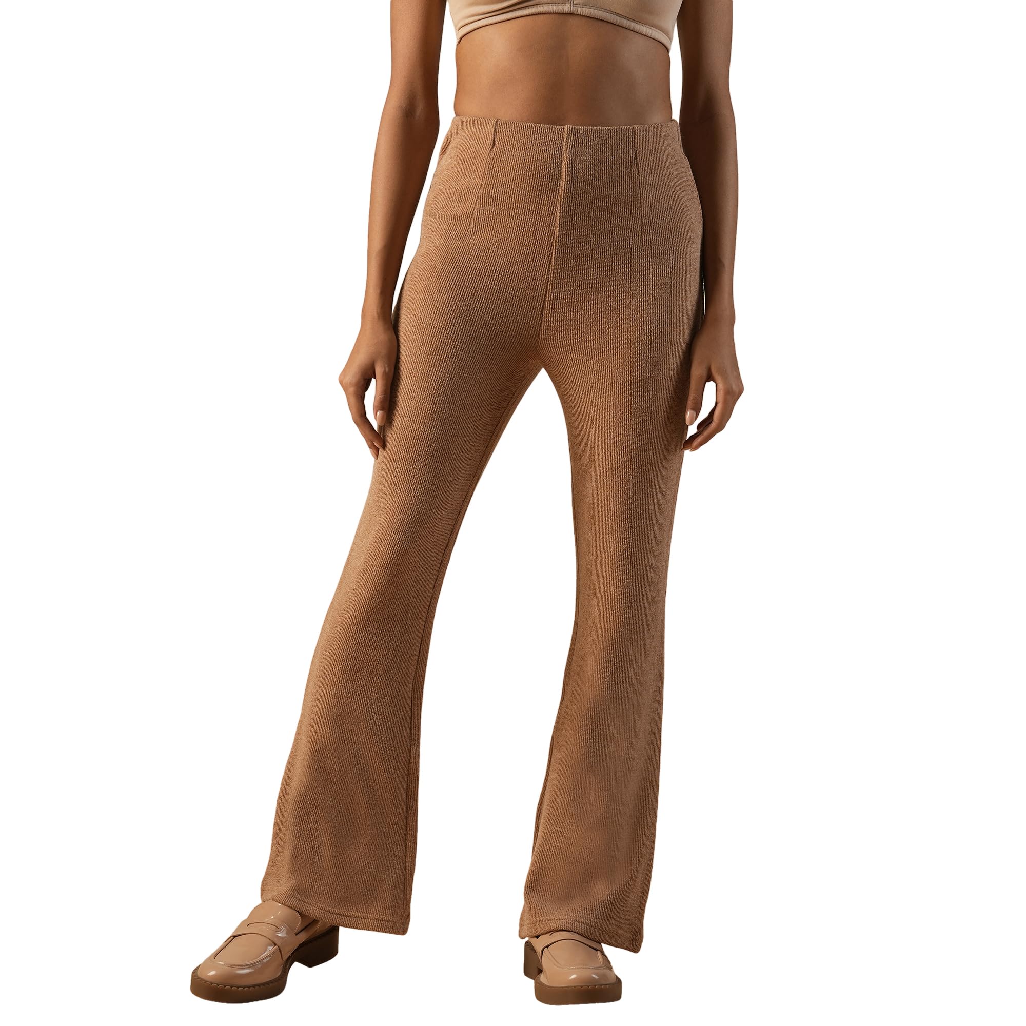 Globus Women Self Design High-Rise Flared Party Treggings - Walmart.com