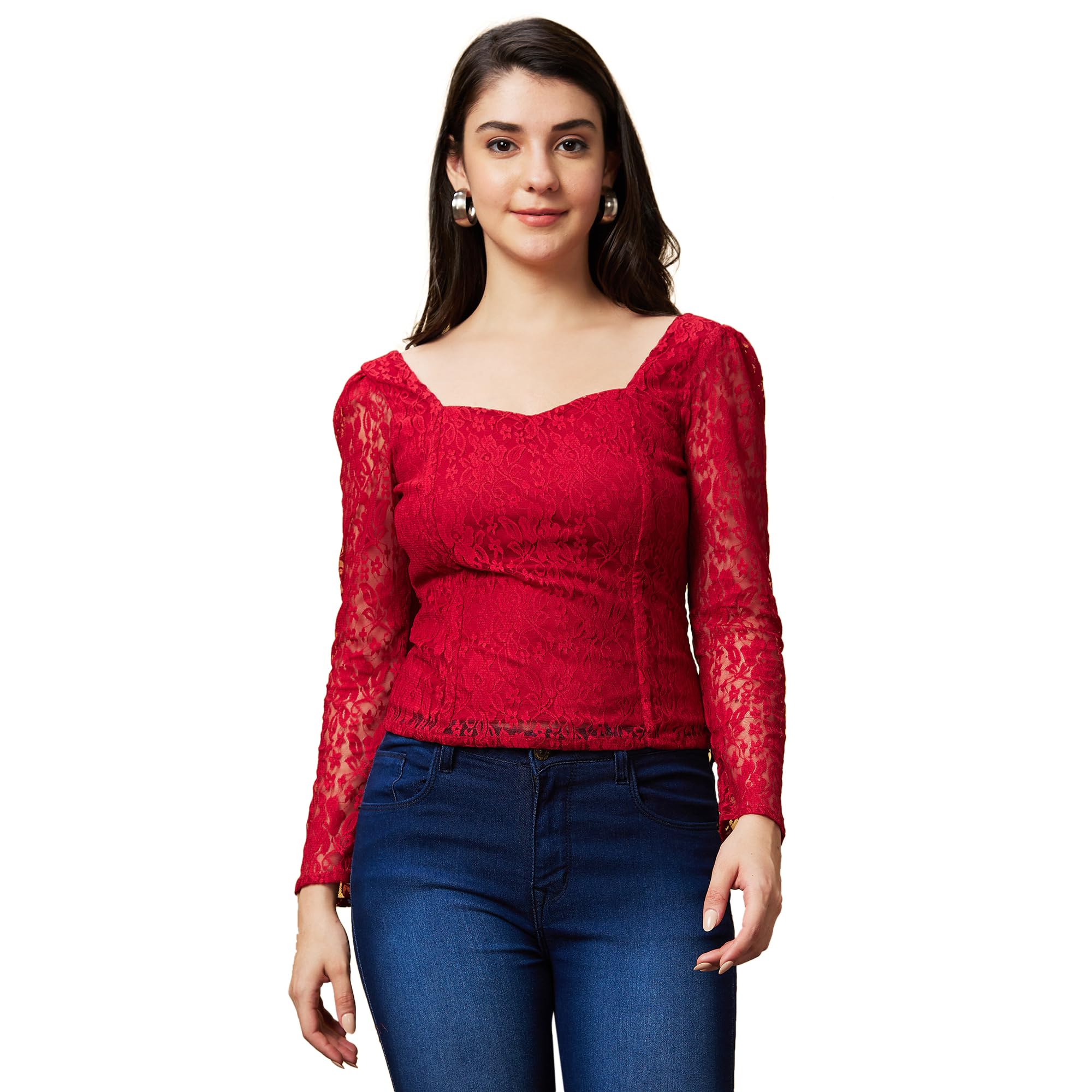 Globus Women Smocked Detailed Lace Top - Walmart.com