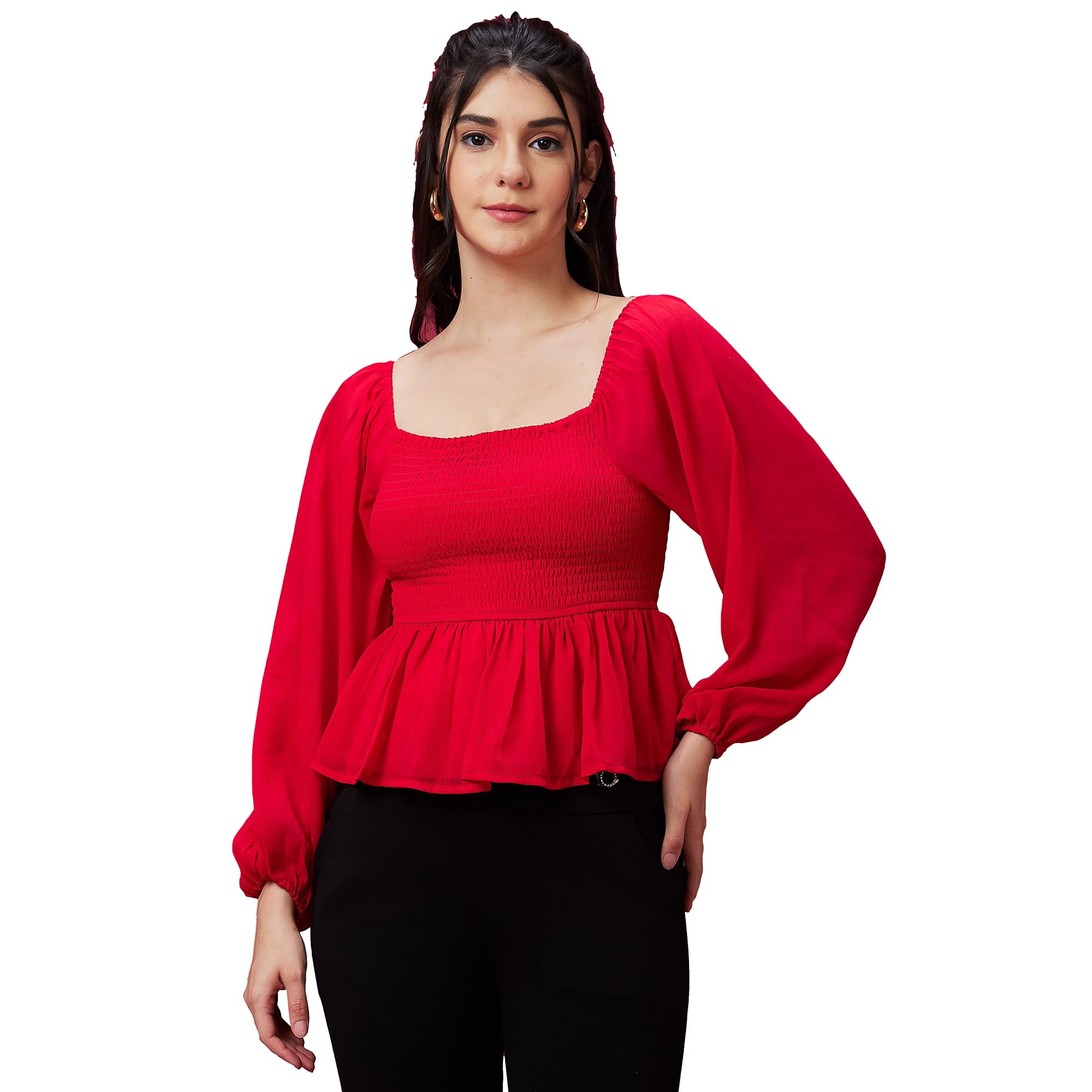 Globus Women Smocked Peplum Party Top - Walmart.com