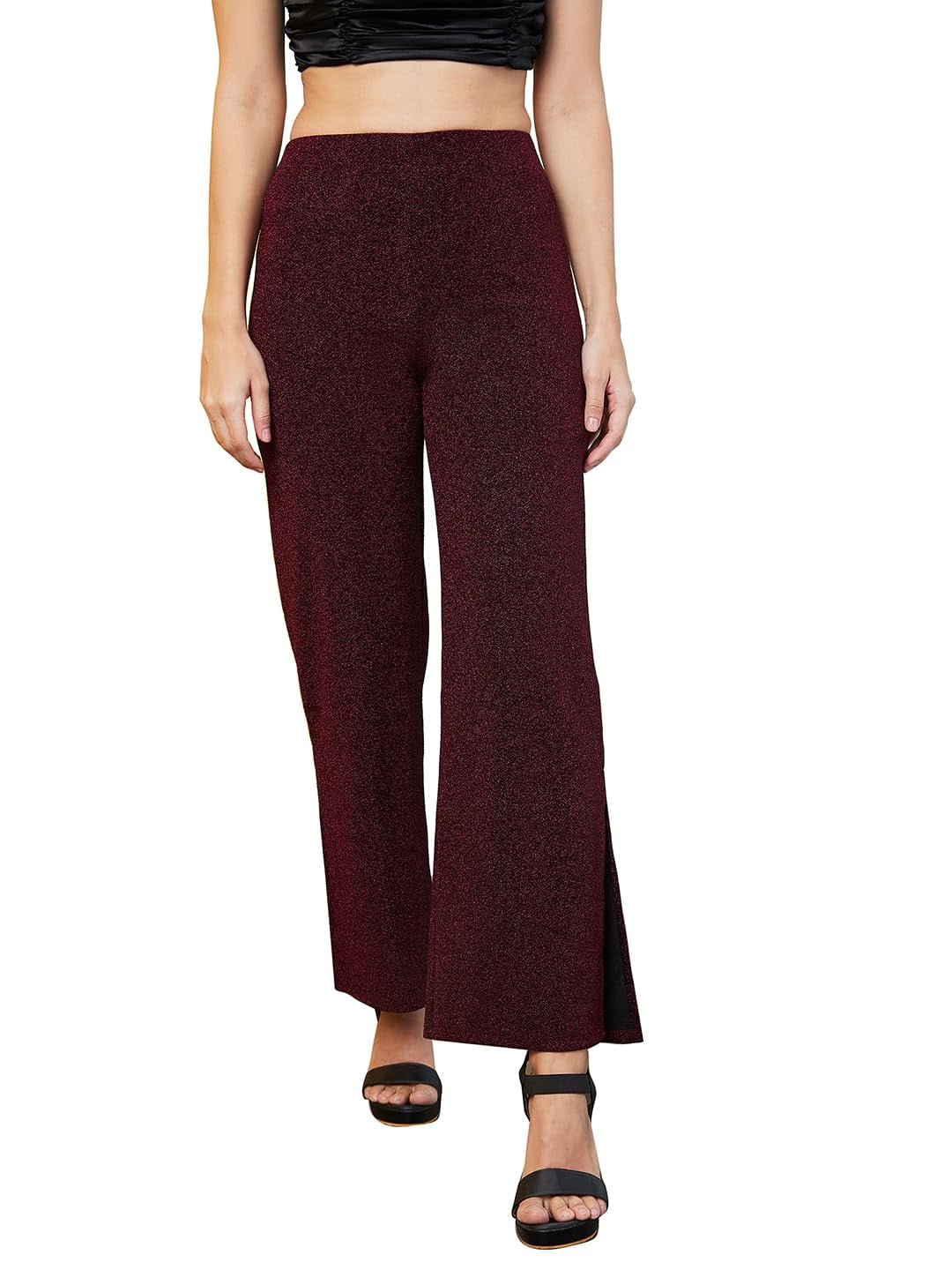 Globus Women Textured Flared High-Rise Party Treggings - Walmart.com
