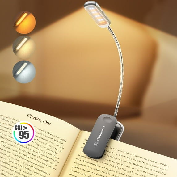 Glocusent 16 LED Book Light for Reading at Night with Timer, Rechargeable Reading Light Runs ...