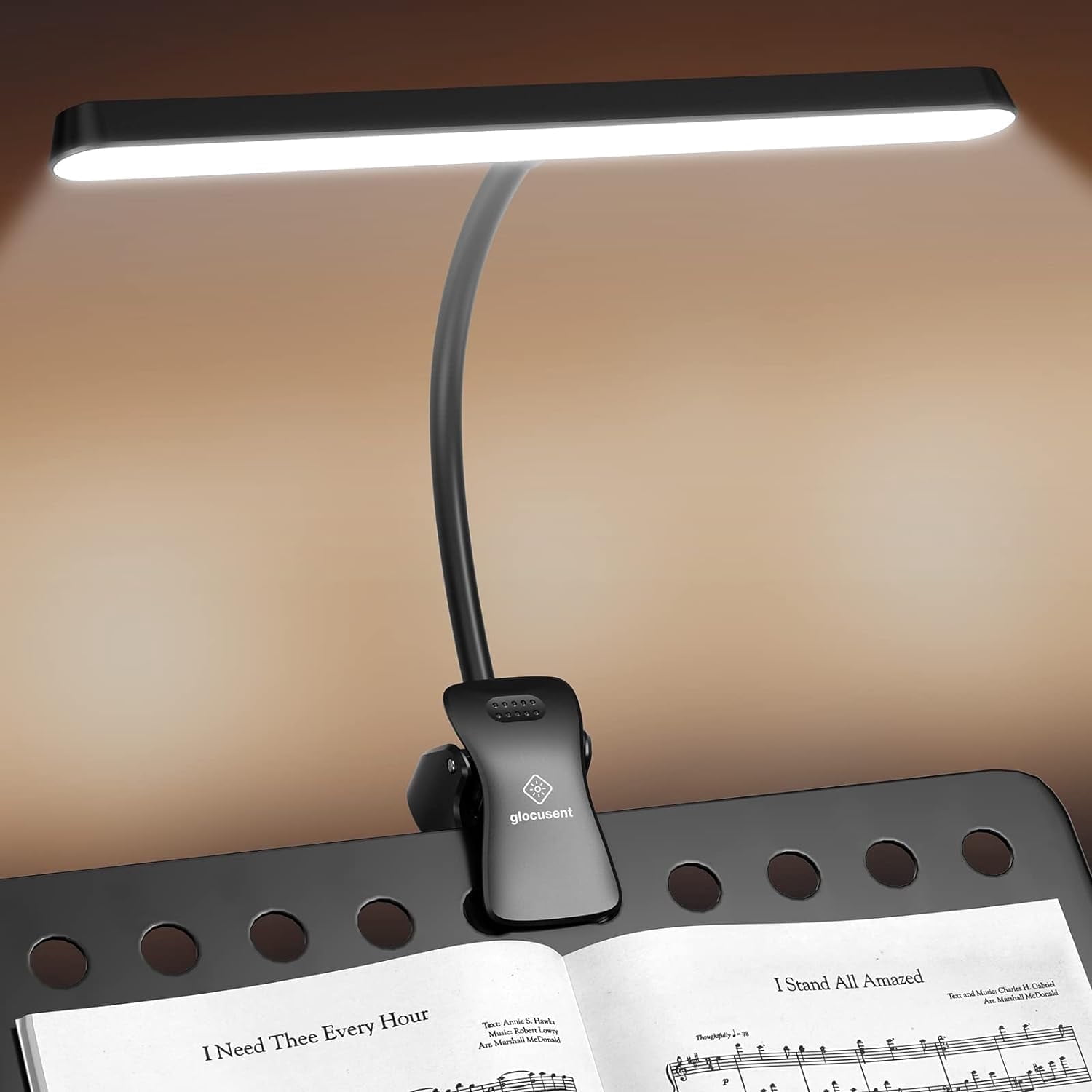 Glocusent 57 LED Music Stand Light, Clip-on Piano Lamp, 3 Colors, 5 ...