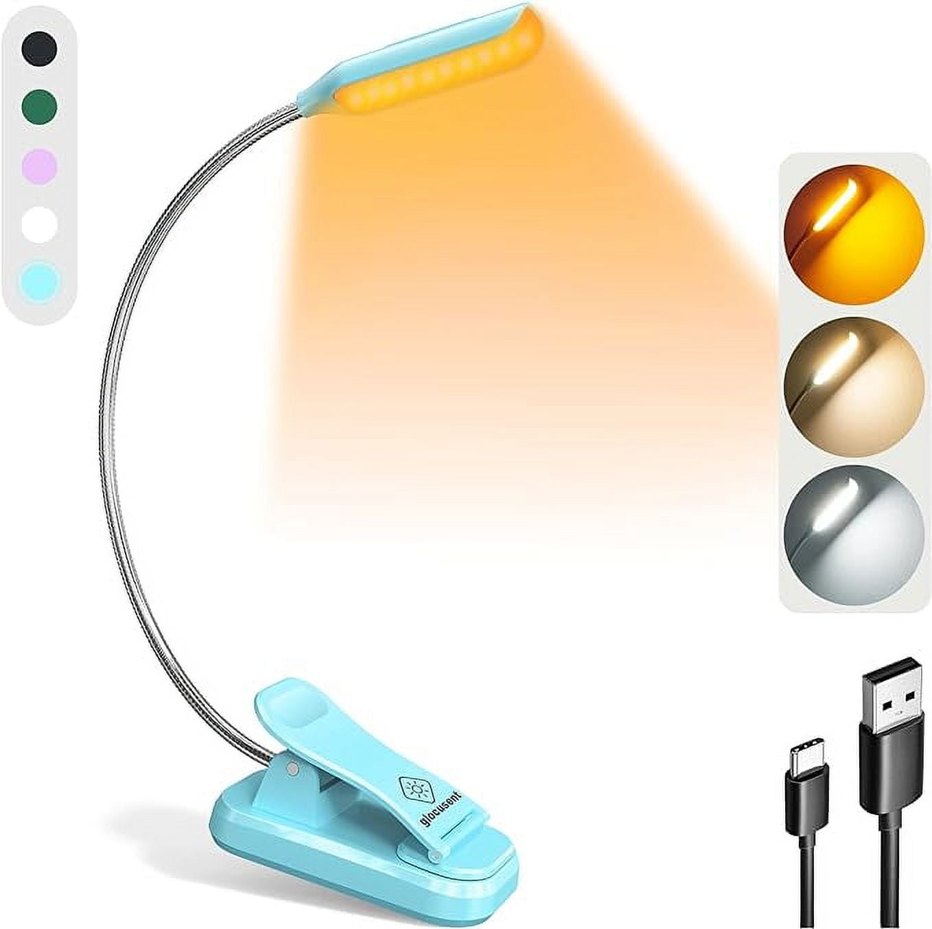 Glocusent Willow Book Light for Reading in Bed, 10LED Bright Reading Light, 3 Colors & 3 ...