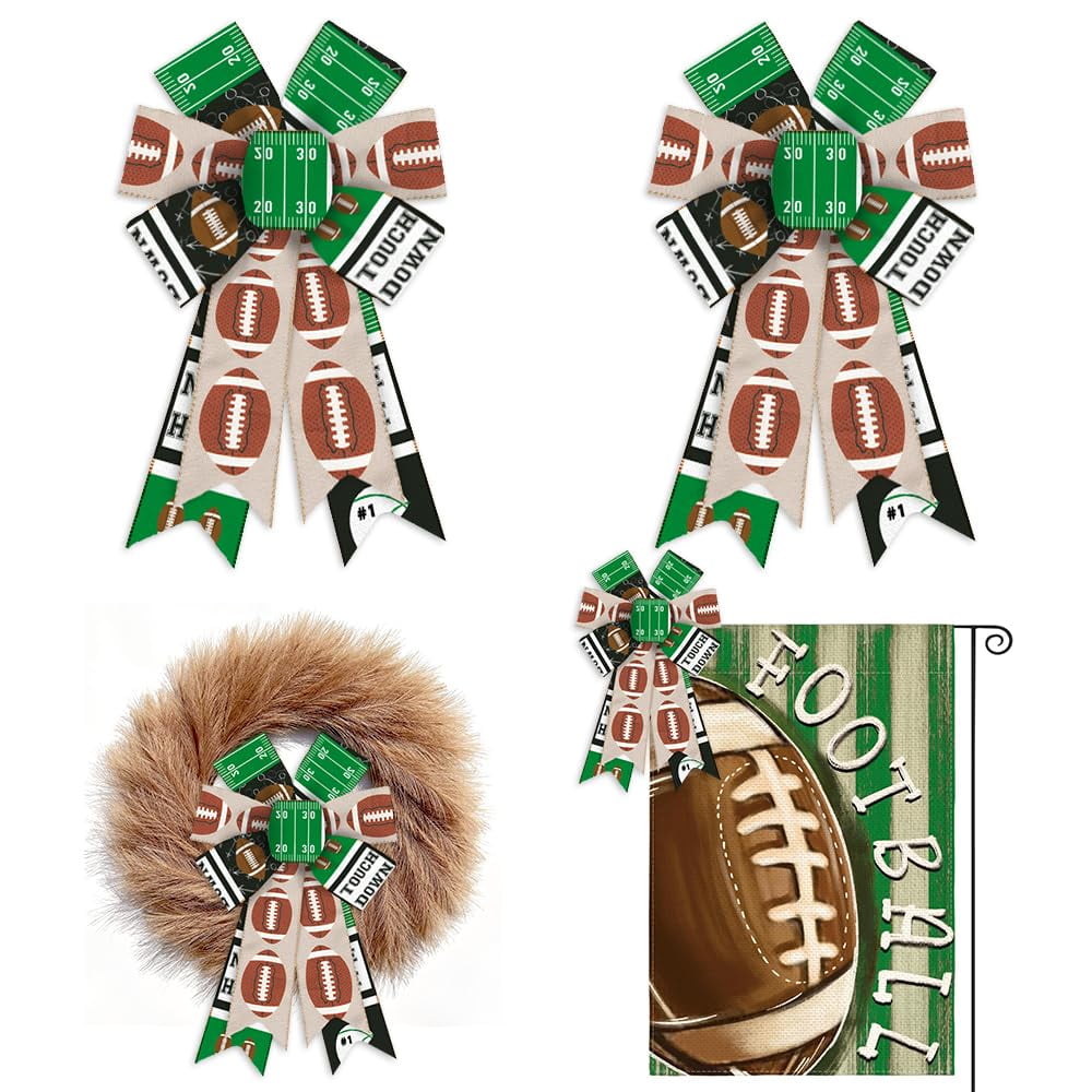 Glodecart 2PCS Football Bow for Wreath Super Bowl, Touchdown Football ...