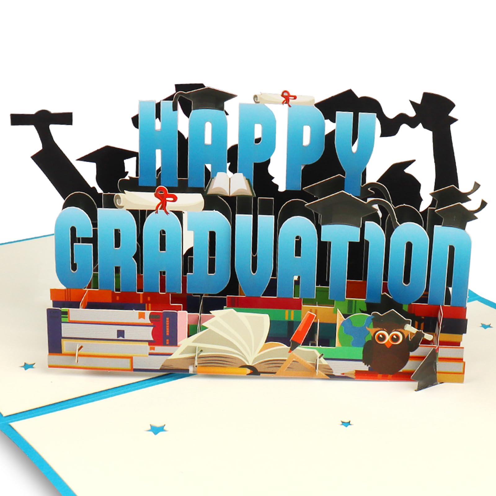 Glodecart 3D Graduation Card with Envelope for Graduation Blue Happy ...