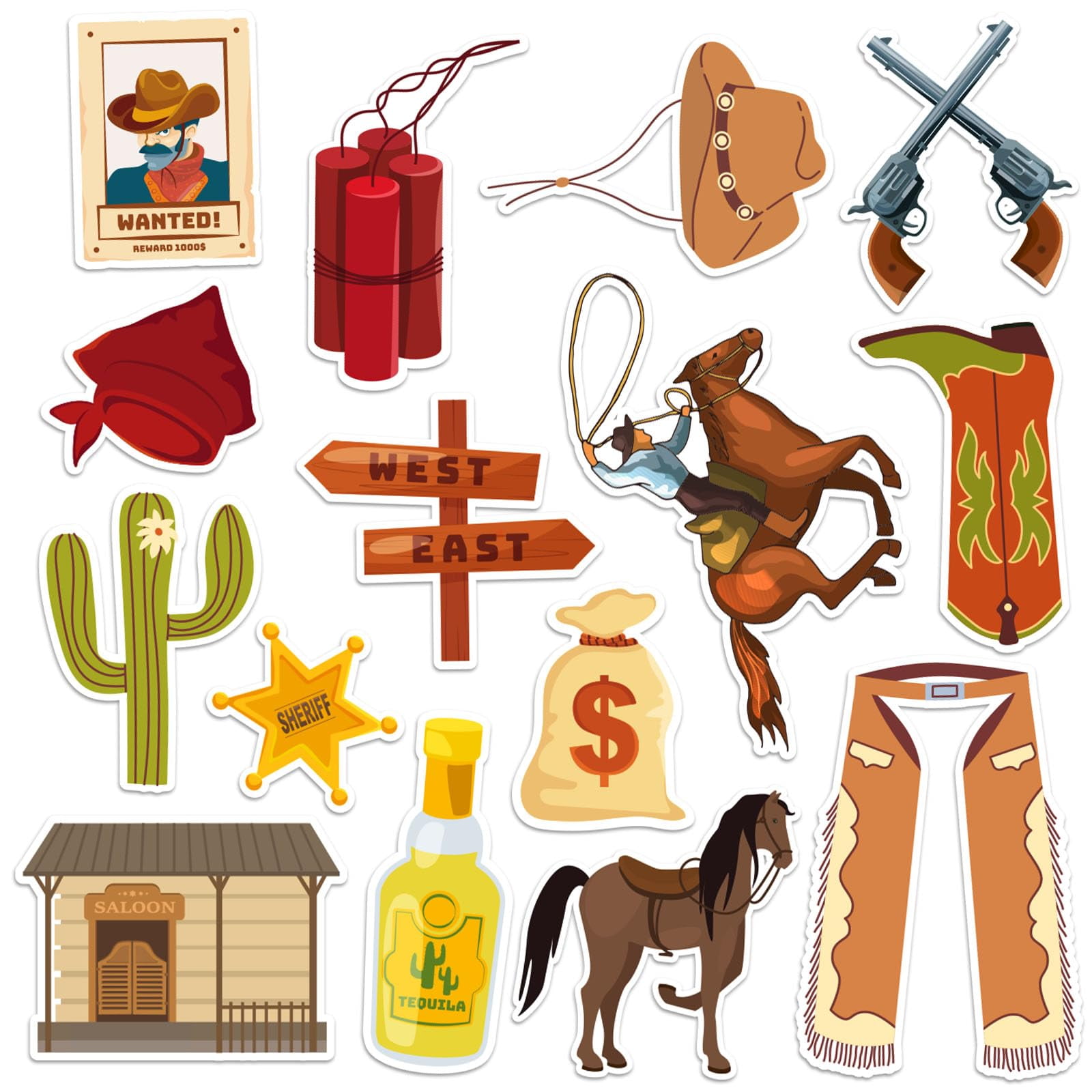 Glodecart 60PCS WesternTRDN Cowboy Cutouts for Birthday Decorations ...