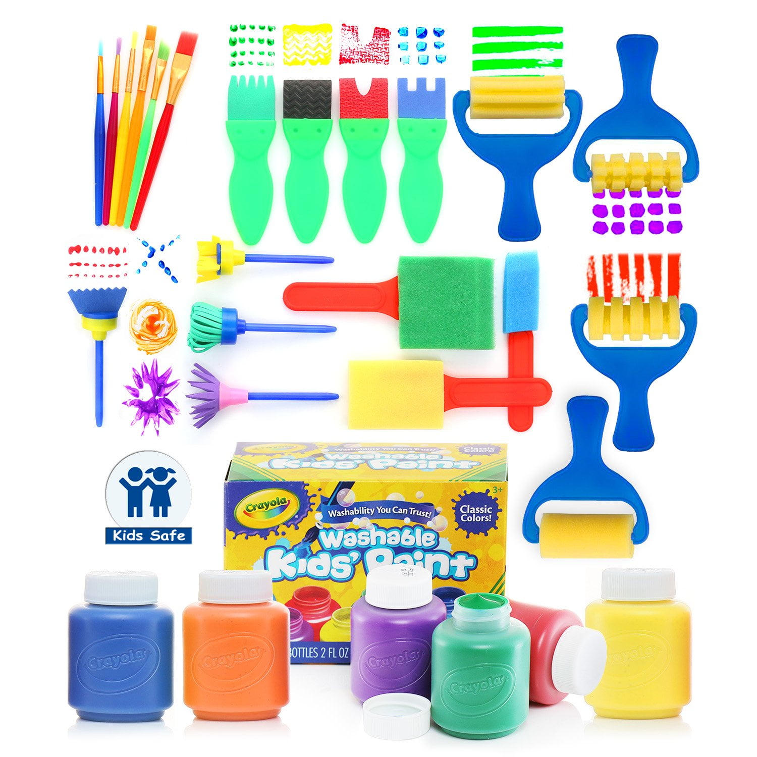 Glokers Early Learning Kids Paint Set, 28 Piece Mini Flower Sponge ...