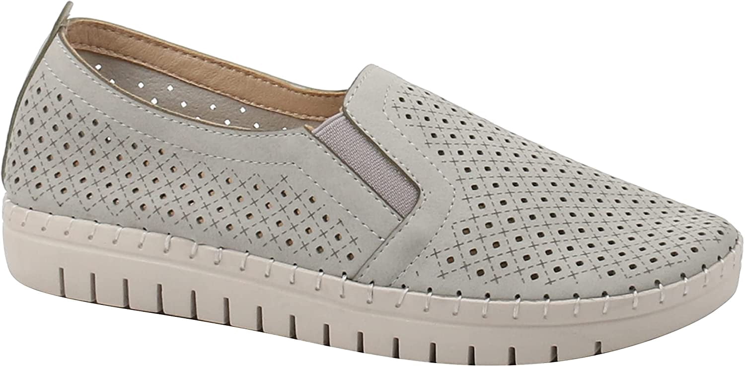 Glolily ELLE Slip-On Perforated Women's Shoes - Light Grey, 6.5 M ...