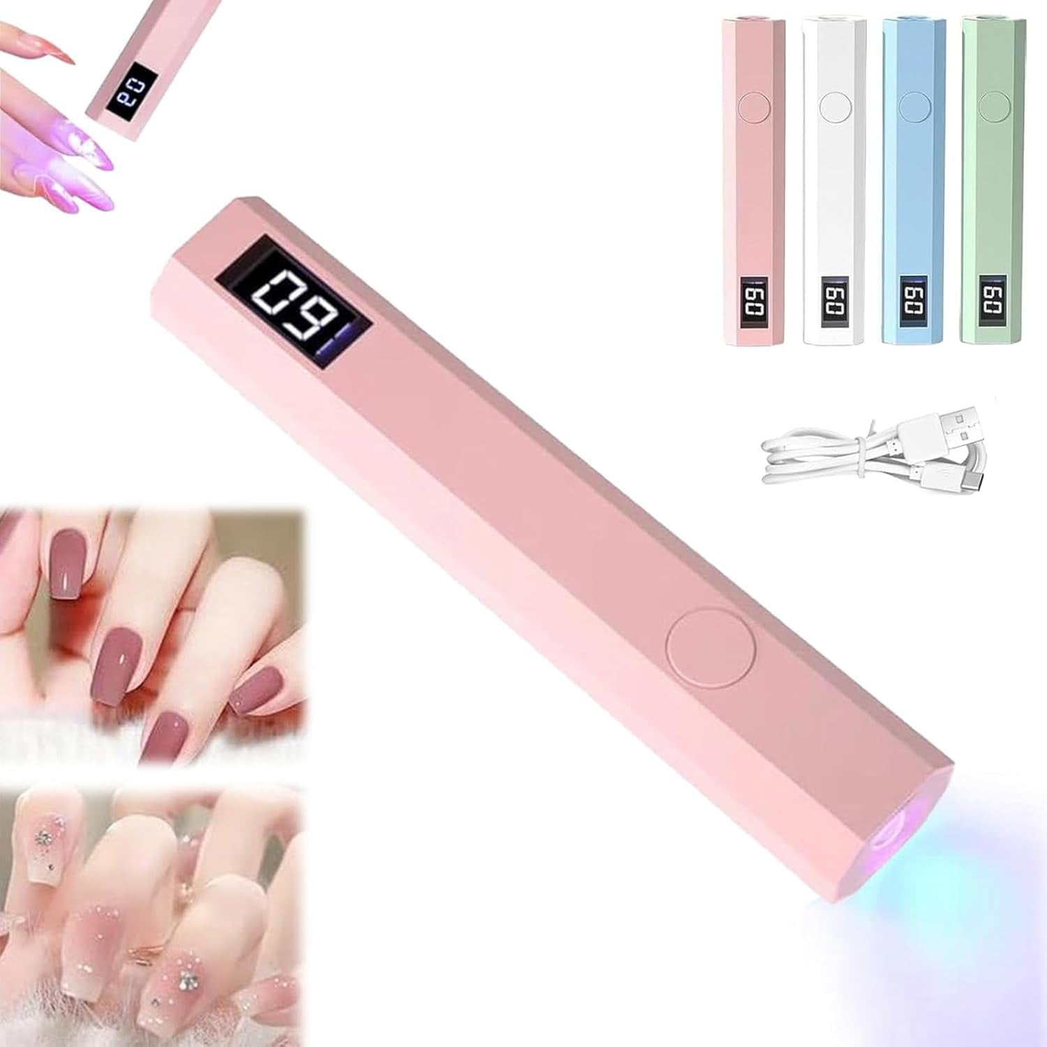 Glonailstickers Finger Nails UV Light, Nail Stickers Kit with Uv Light ...