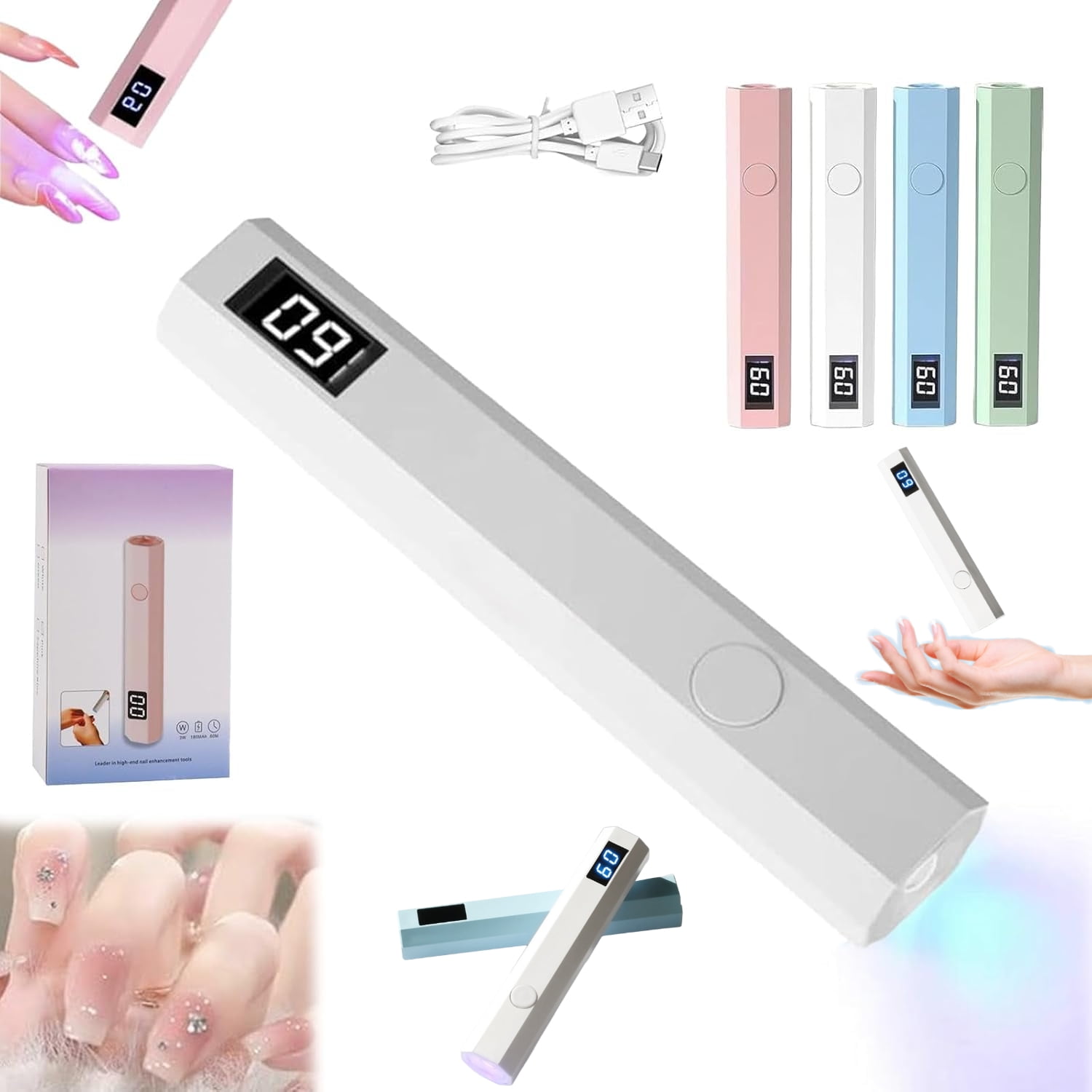 Glonailstickers Finger Nails Uv Light, Glo Nail Stickers Kit with UV ...