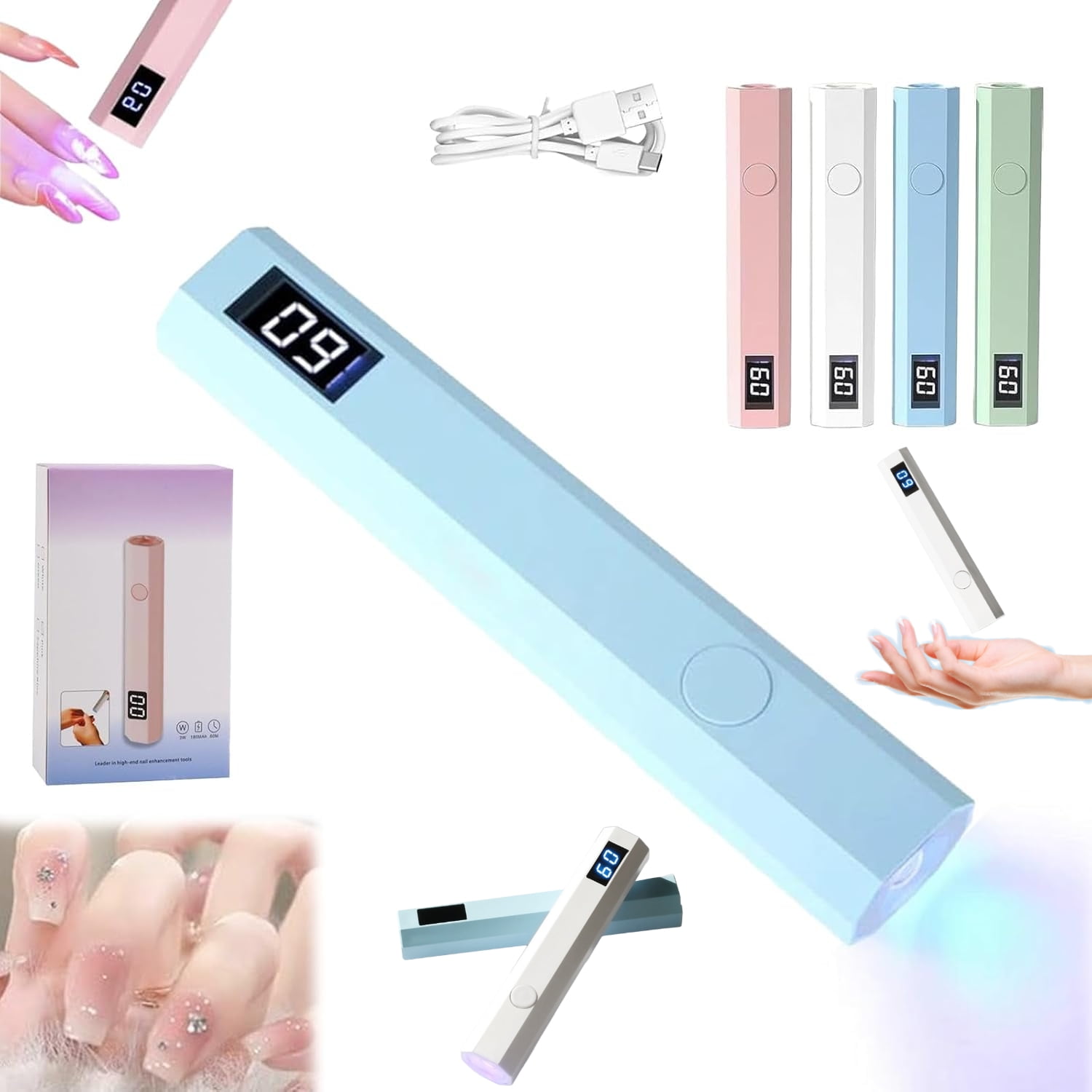 Glonailstickers Finger Nails Uv Light, Glo Nail Stickers Kit with UV ...