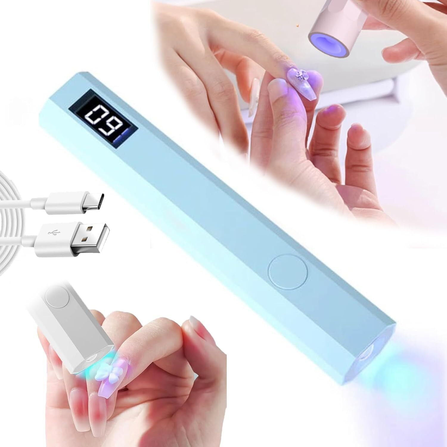 Glonailstickers Finger Nails Uv Light, Glo Nail Stickers Kit with Uv ...