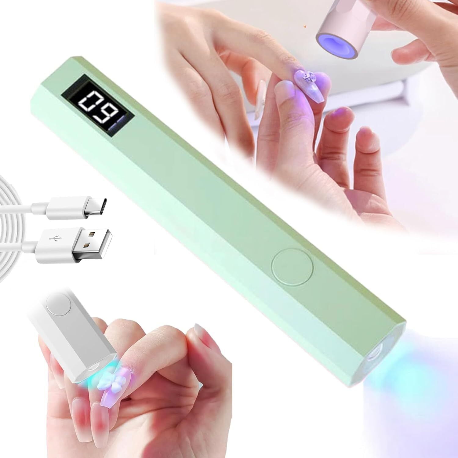 Glonailstickers Finger Nails Uv Light, Glo Nail Stickers Kit with Uv ...