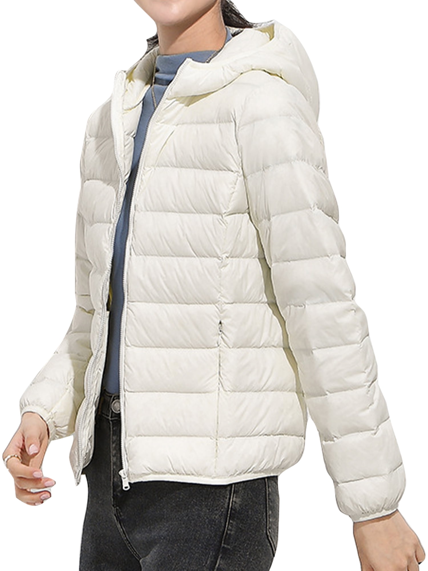 Glonme Women Outwear Full Zip Puffer Jacket Hooded Coat Indoor ...