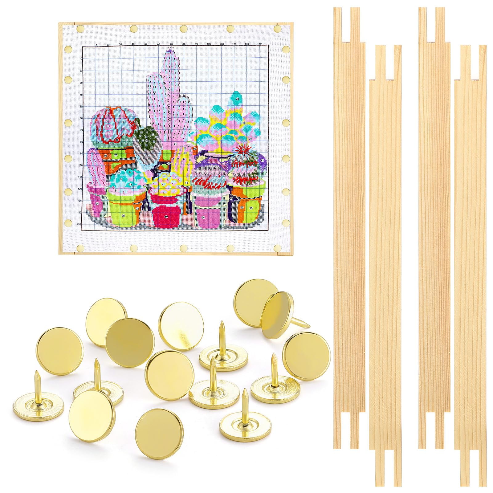 Glooglitter 2 SetsTRDN Stretcher Bars for Needlework with Thumb Tacks ...