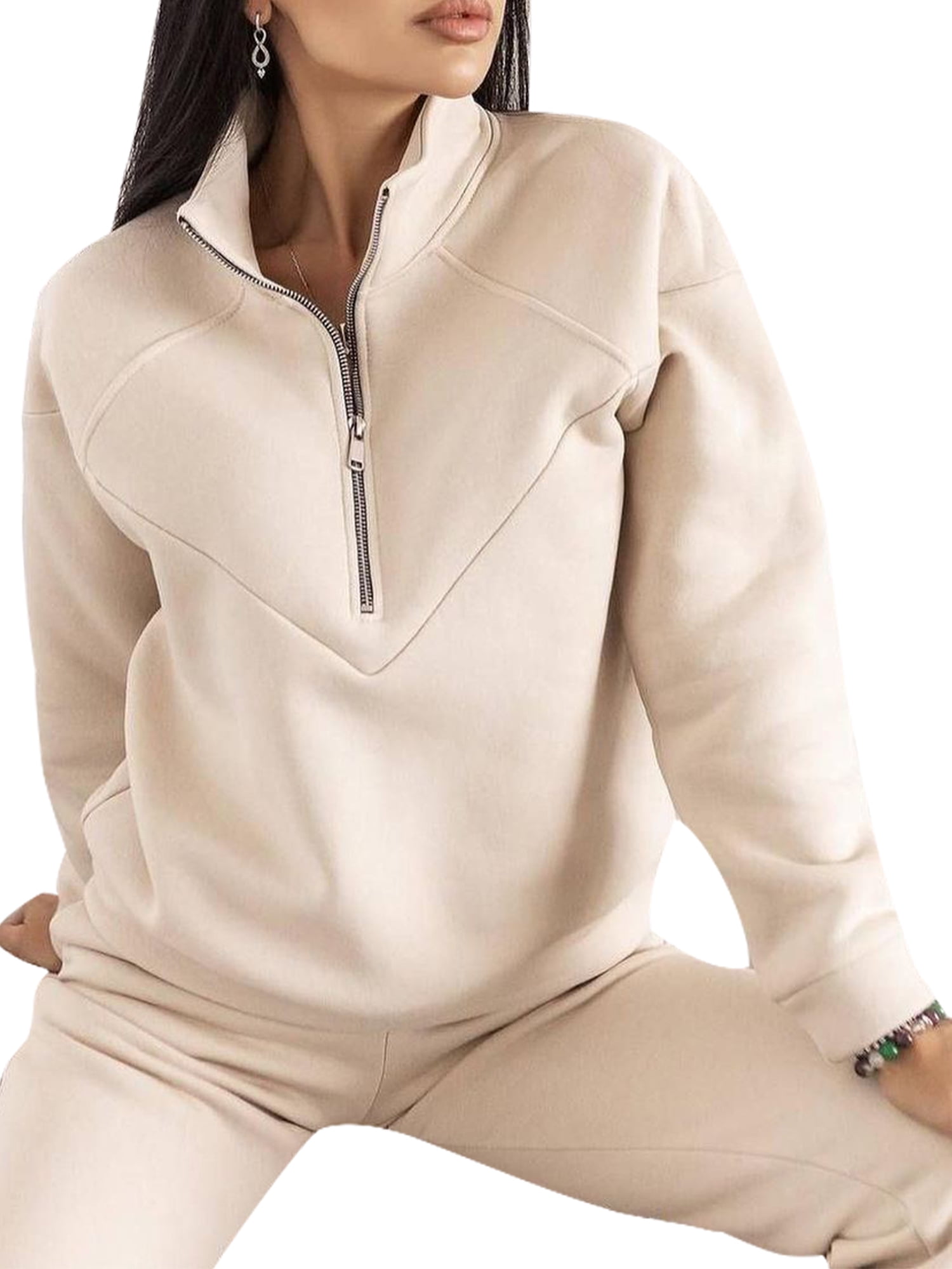 Glookwis Women Sweat Suit Pants and Sweatshirt Outfit 2 Piece Sports ...