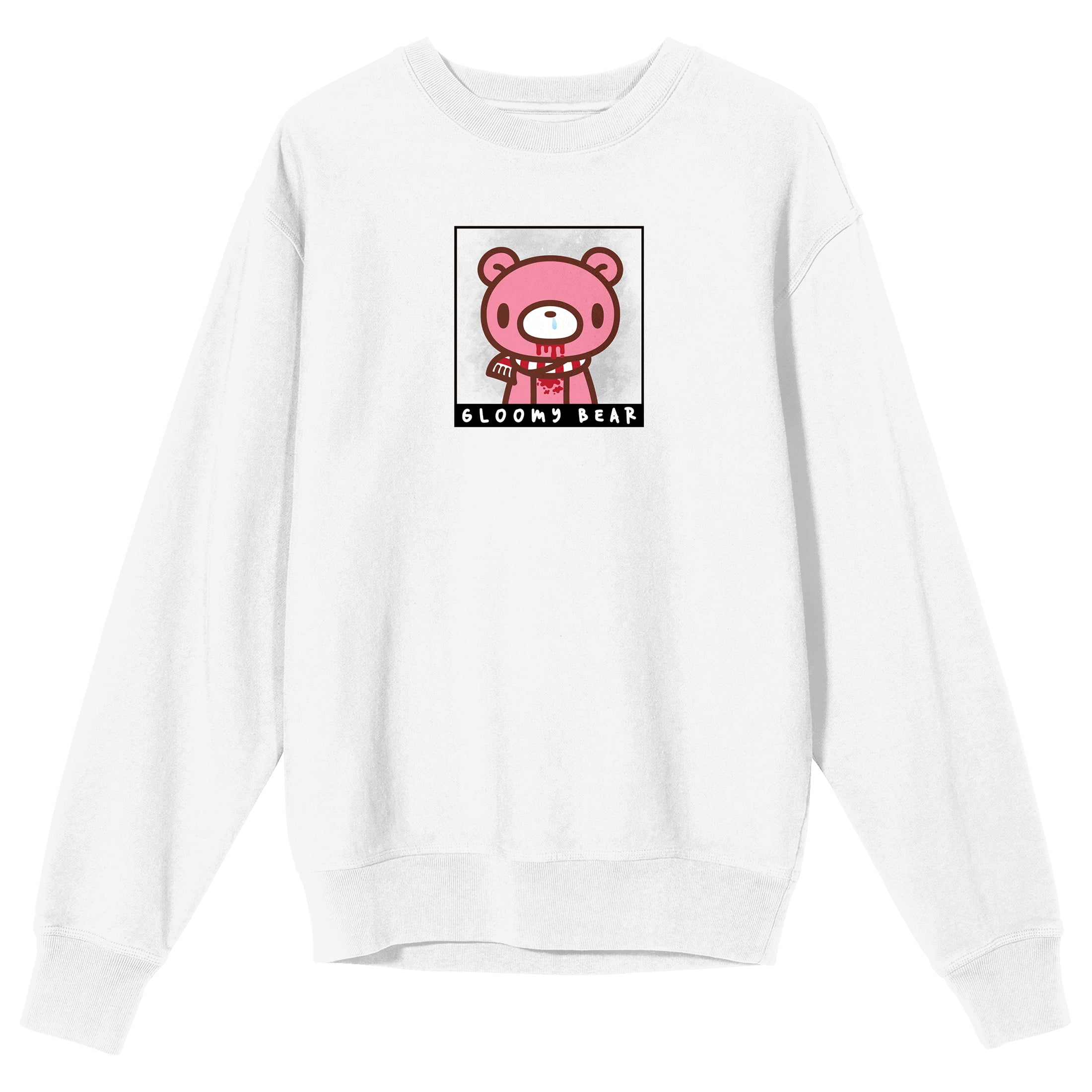 Gloomy Bear - Bloody Pink Bear with Striped Scarf, Name Text on White ...