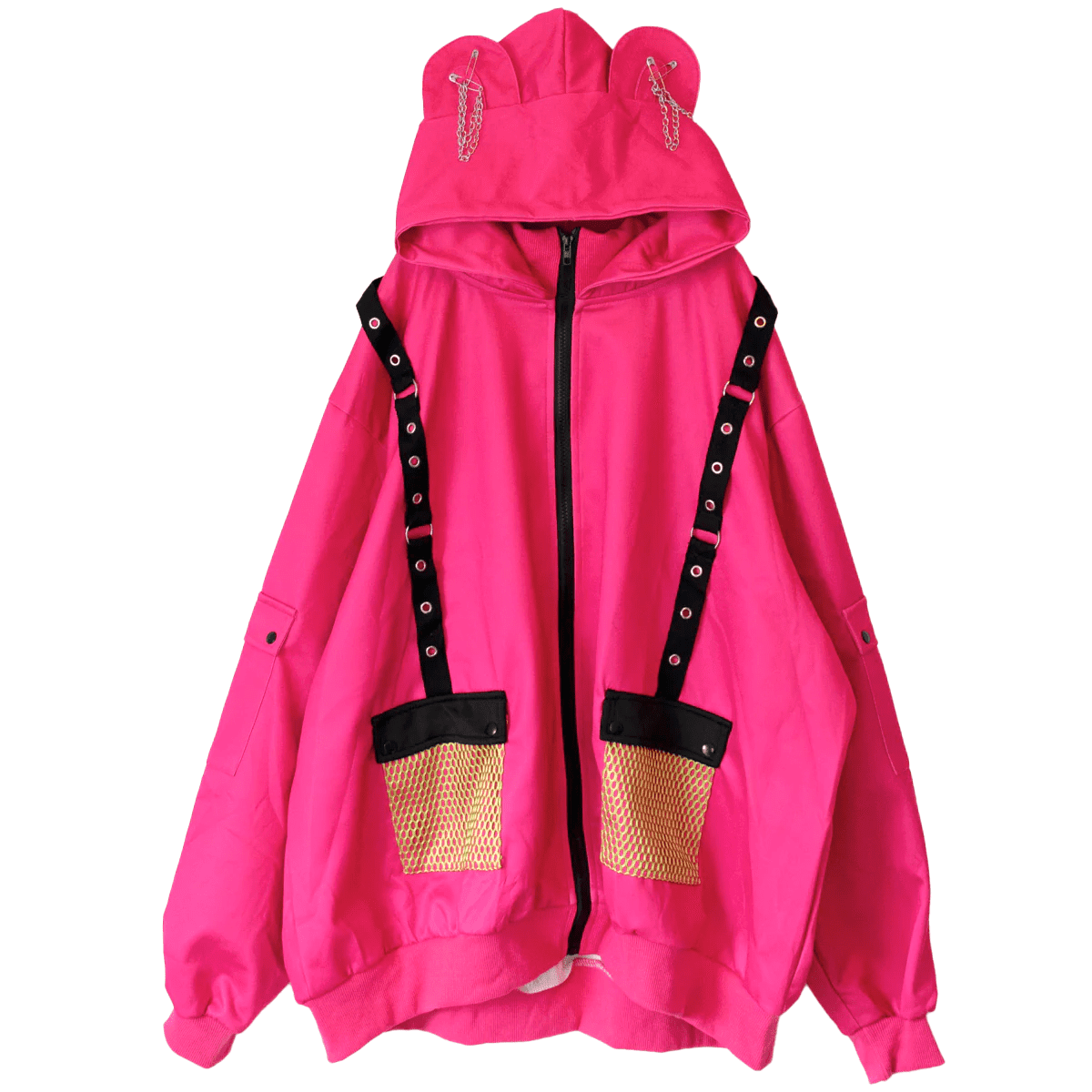 Gloomy Bear Emo Rave Hot Pink Oversized Mesh Jacket - Walmart.com