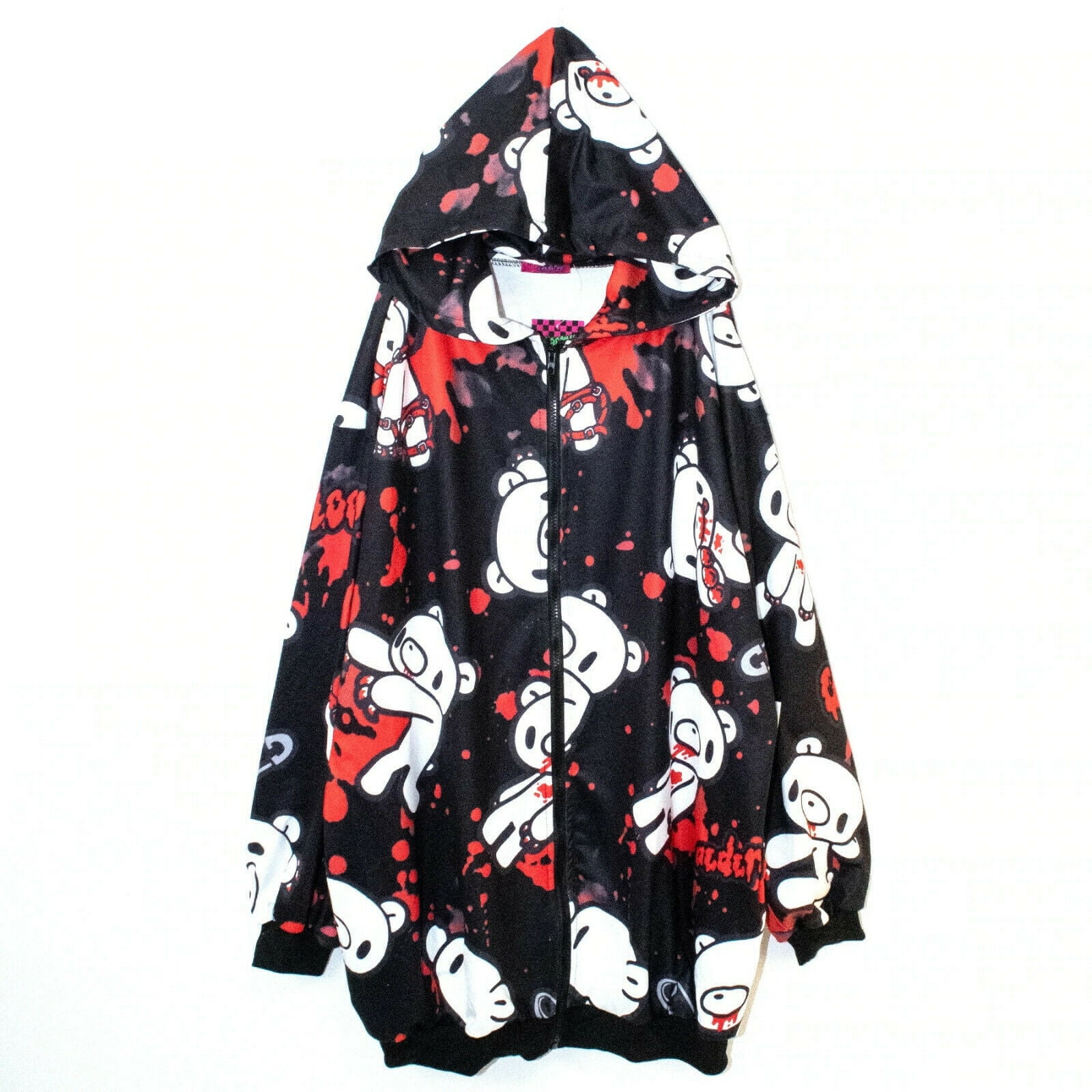 Gloomy Bear Goth Emo Punk Raver Skater Cute Oversized Hoodie Checkered ...