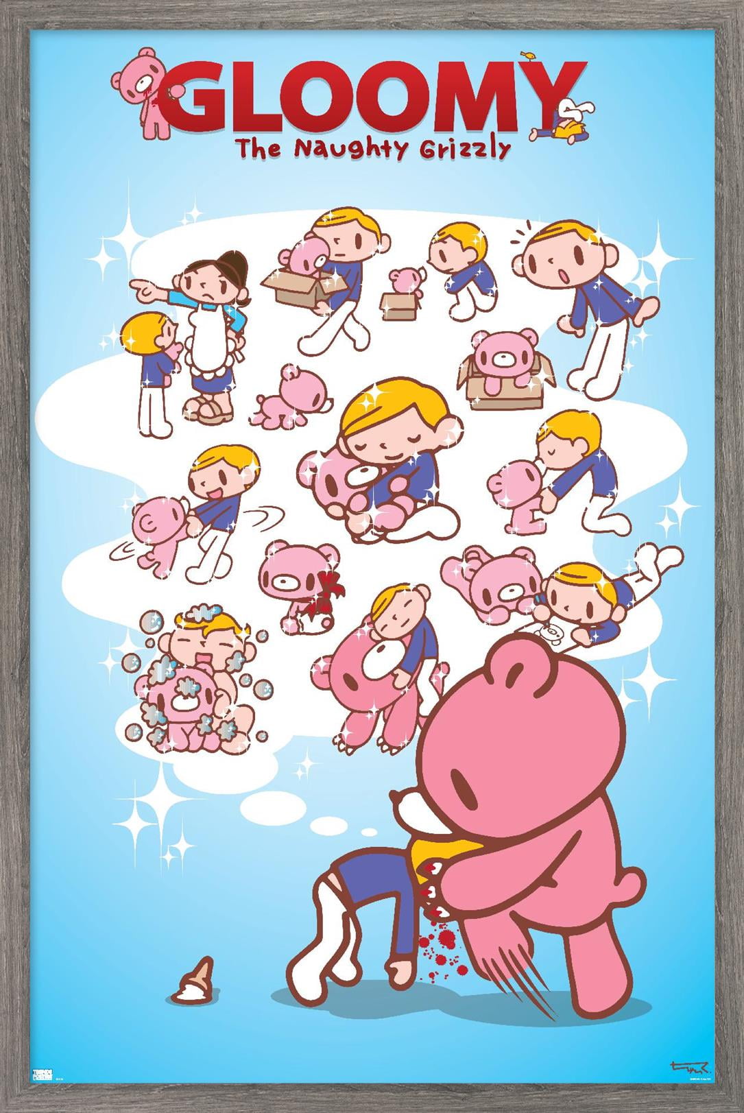 Gloomy Bear - Knee To The Face Wall Poster, 14.725" x 22.375" Framed ...