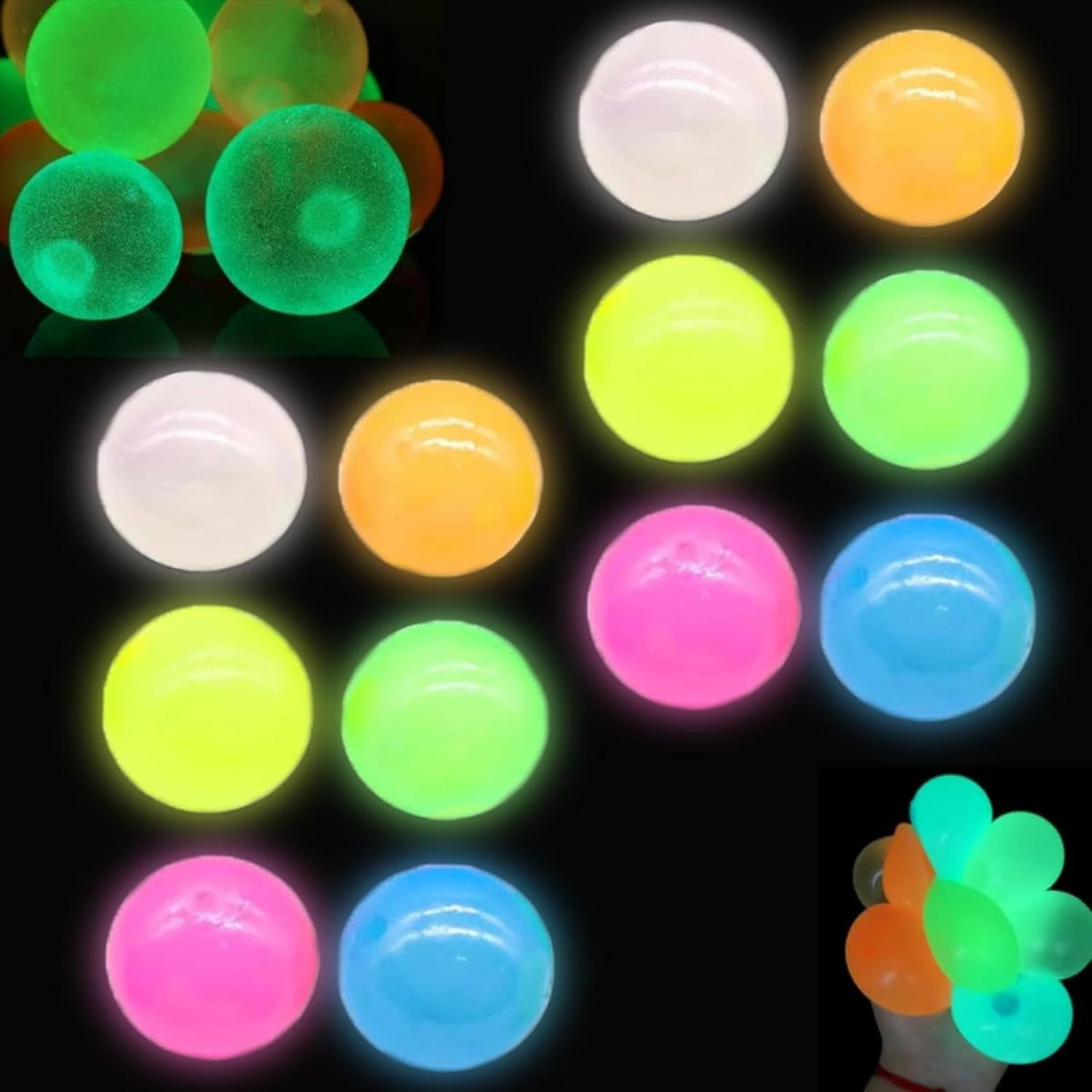 Glorbs Sticky Balls To Throw At Ceiling | Glowing In The Dark Sticky ...