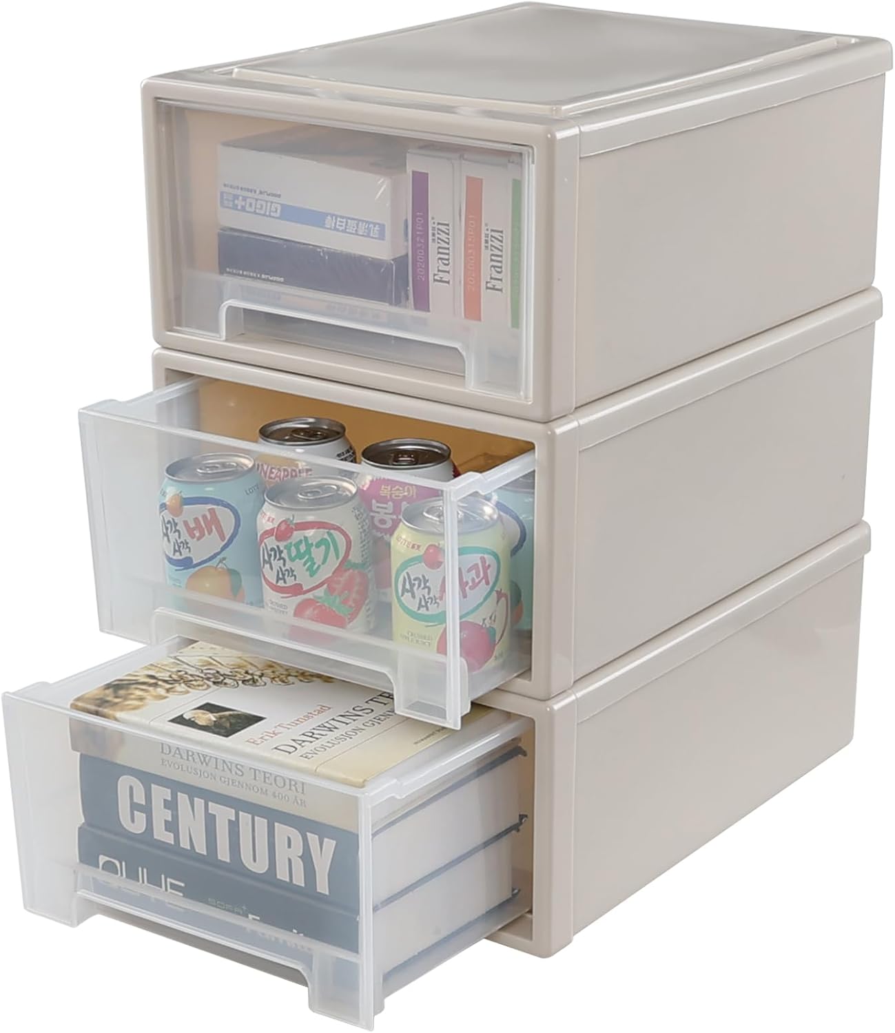 Gloreen 18 L Plastic Storage Drawer Unit, Stacking Desktop Drawer Boxes ...