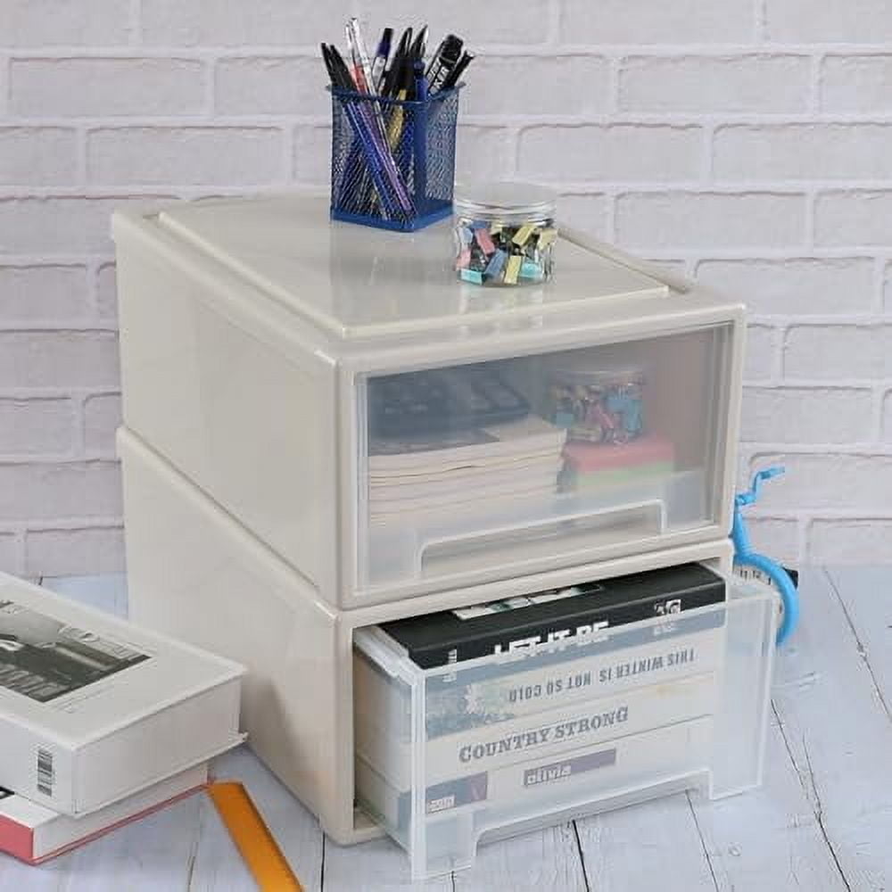 Gloreen 18 L Plastic Storage Drawer Unit, Stacking Desktop Drawer Boxes ...