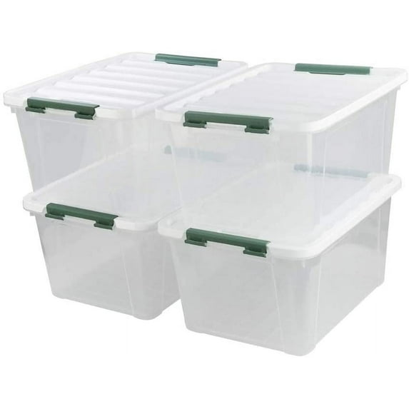 Gloreen 20 Quart Clear Storage Bins with Lid and Handle, Multipurpose Stackable Plastic Storage ...