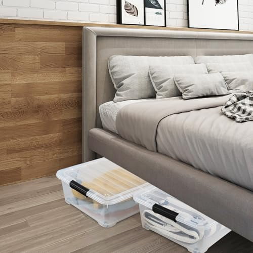 Gloreen 25 Quart Plastic Underbed Storage Container with Wheels, Clear ...