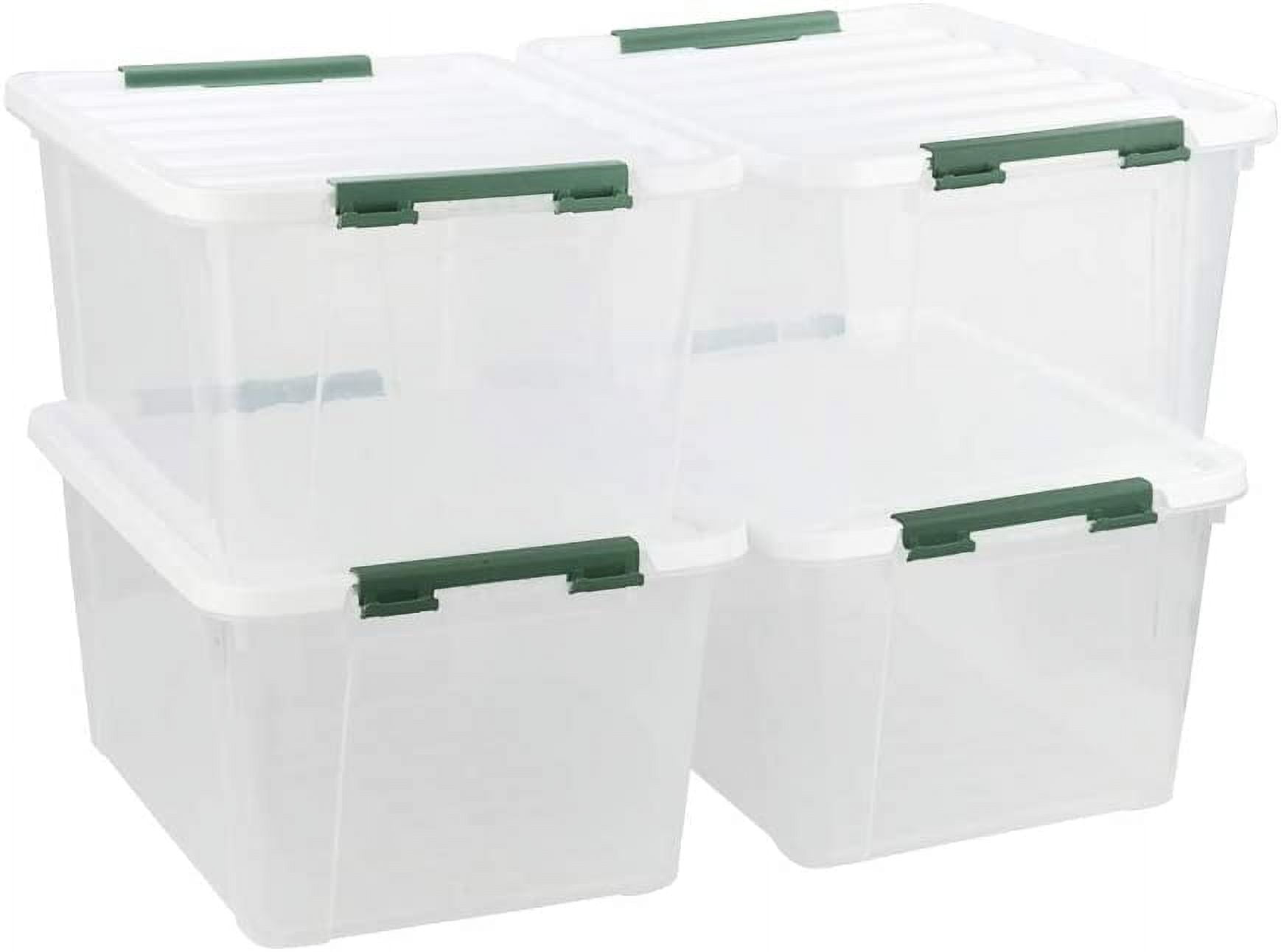Gloreen 35 Quart Clear Storage Bins with Lid and Handle, Multipurpose ...