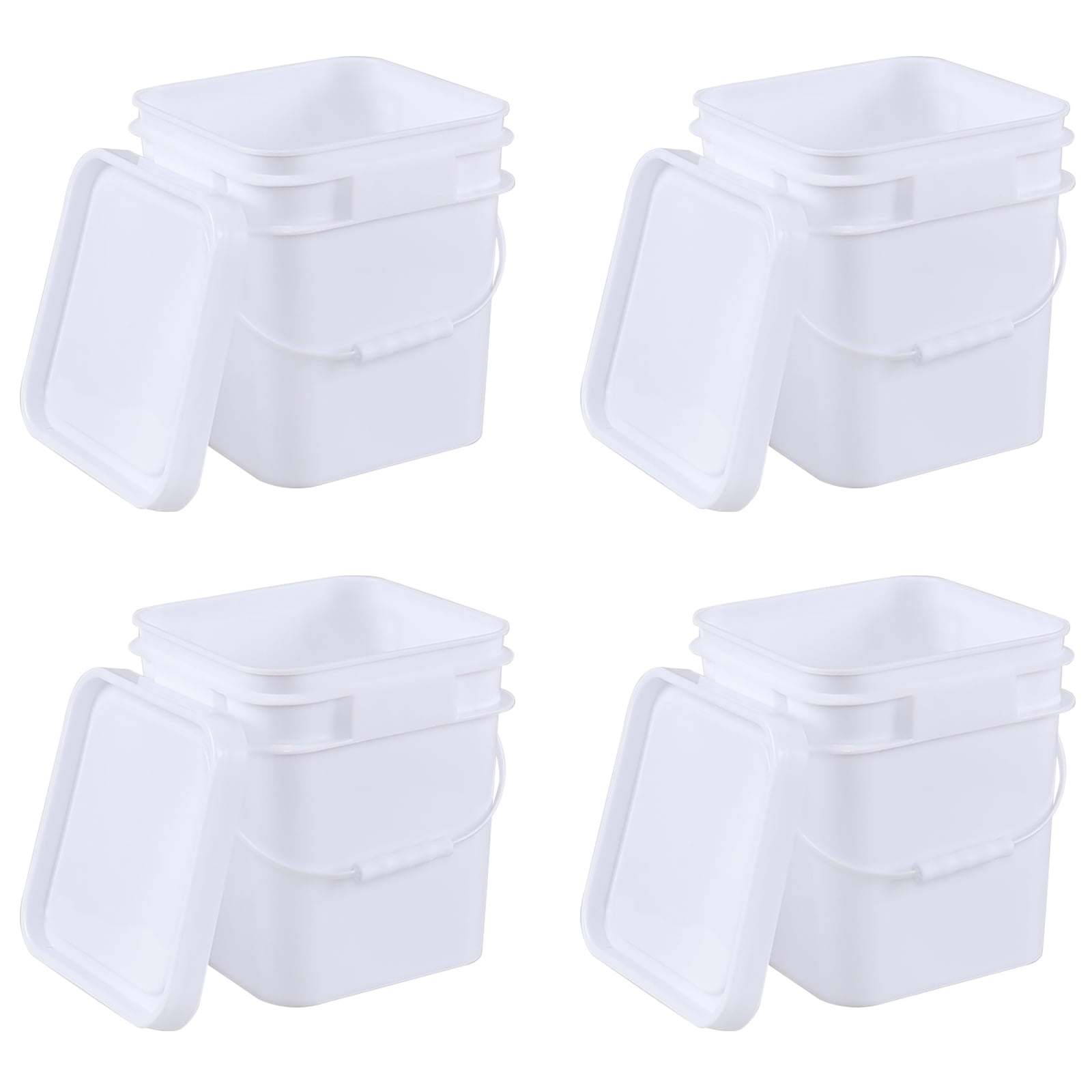 Gloreen 4-Pack 2.9 Gallon Plastic Bucket Food Grade, Square Bucket with ...