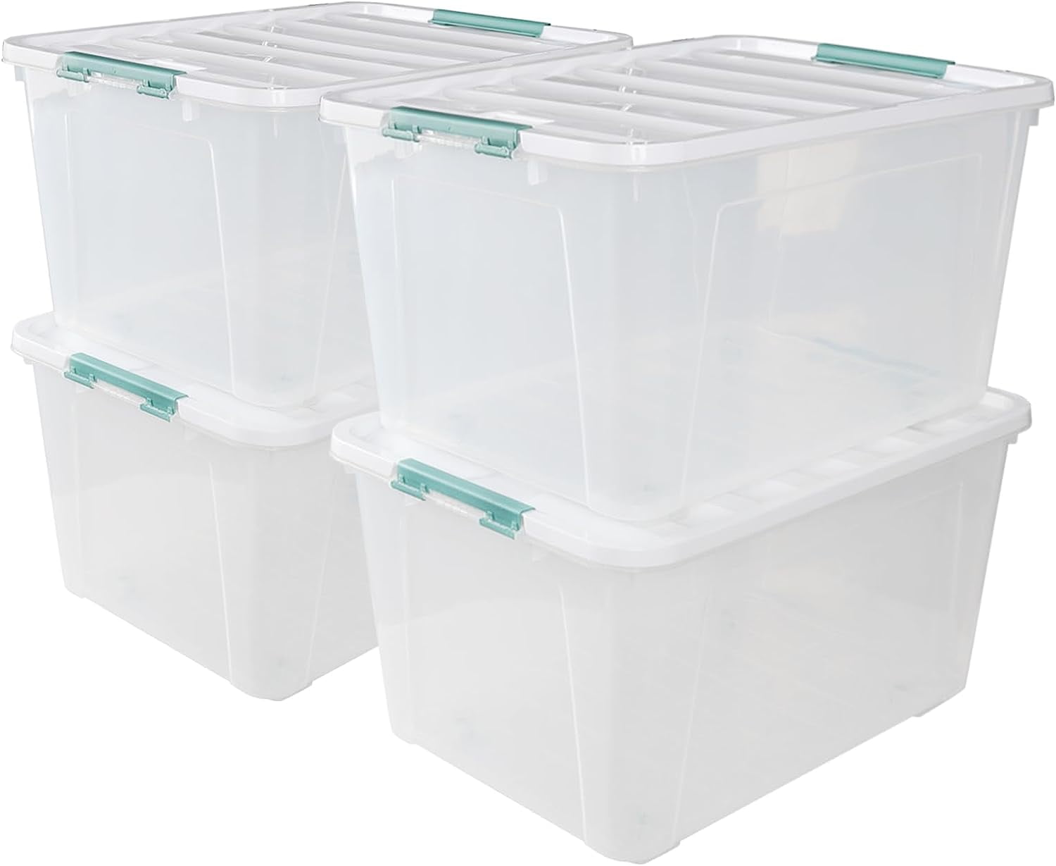 Gloreen 4 Pack Large Plastic Storage Bin with Lid, 85 Quart Latching ...