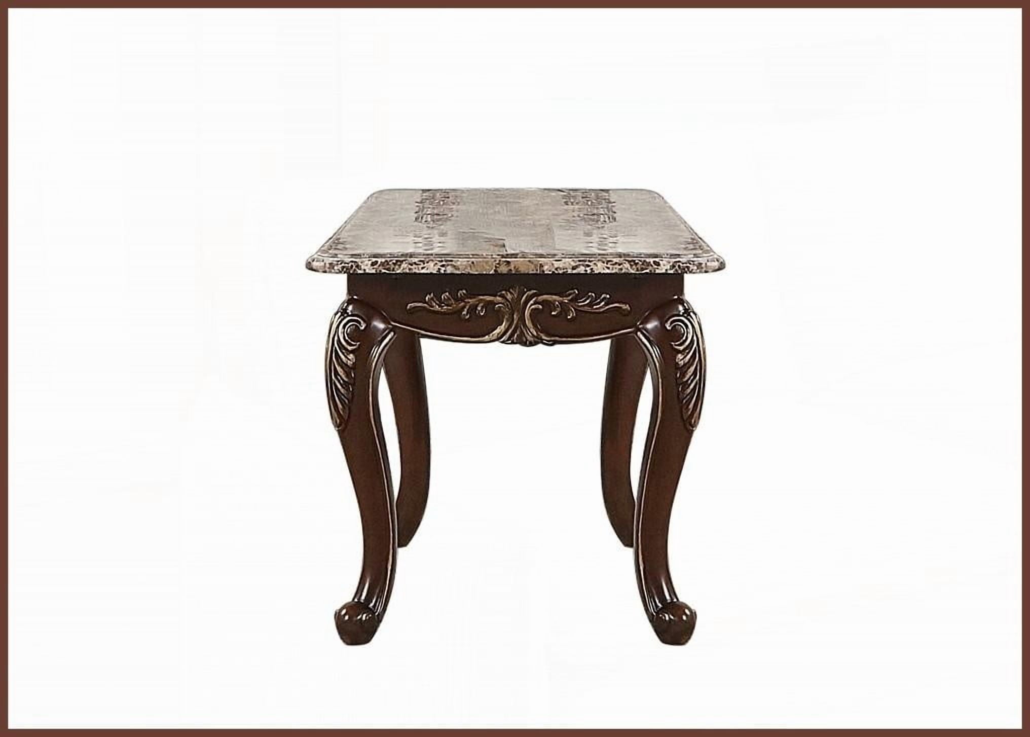 Gloria Cherry Finish Coffee Table with Real Marble Top for Living Room ...