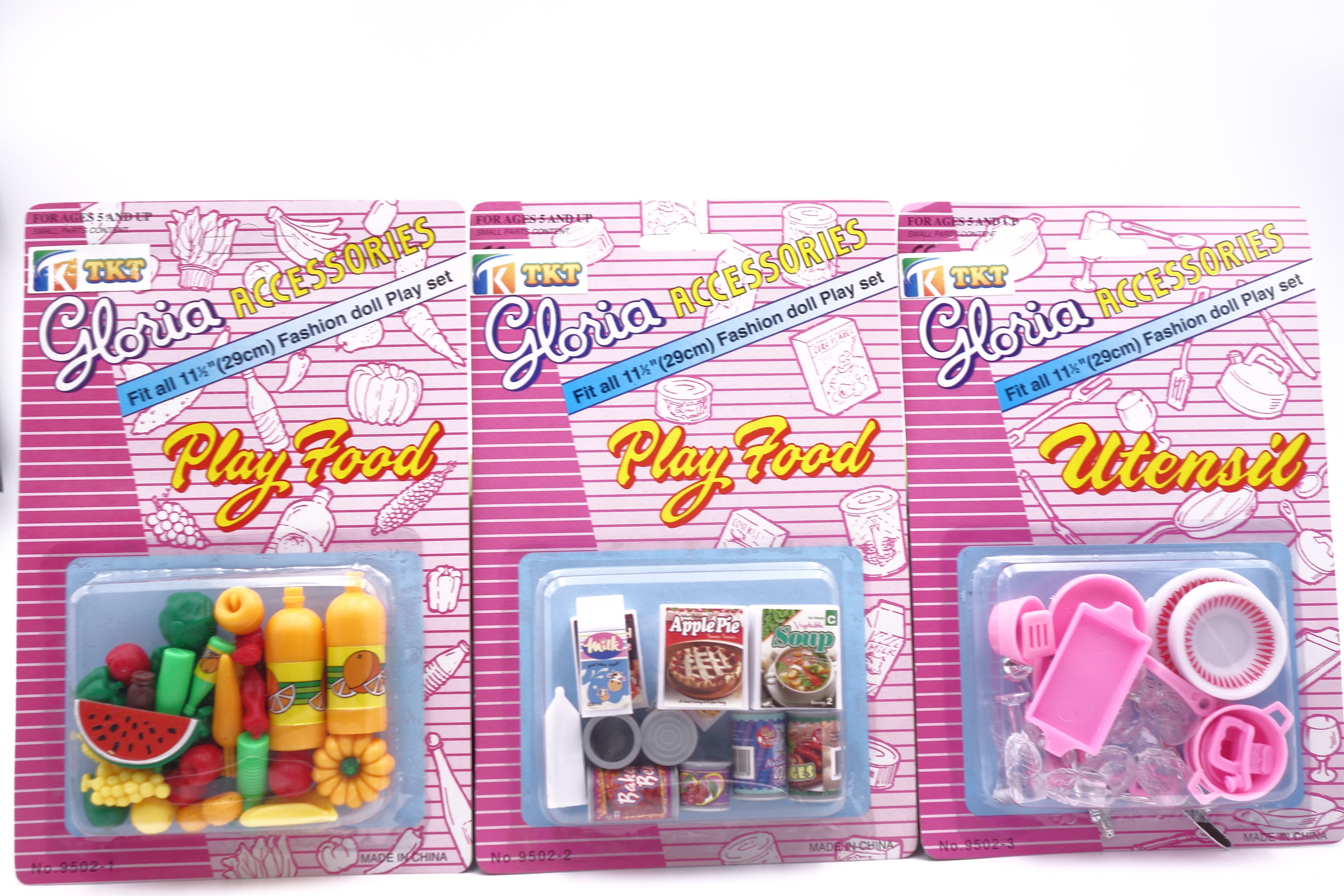 "Gloria Kitchen Mini Grocery Playset, Utensil & Food Accessories for 11-12"" Fashion Dolls ...