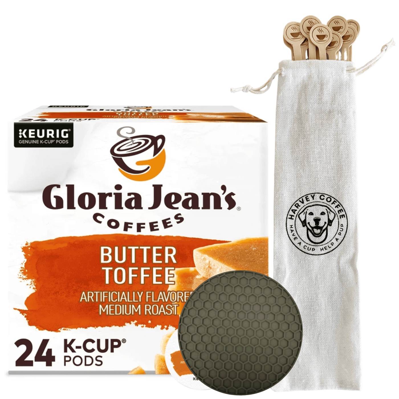 Gloria Jean's Butter Toffee K Cups Flavored Coffee Bundle with 10 ...